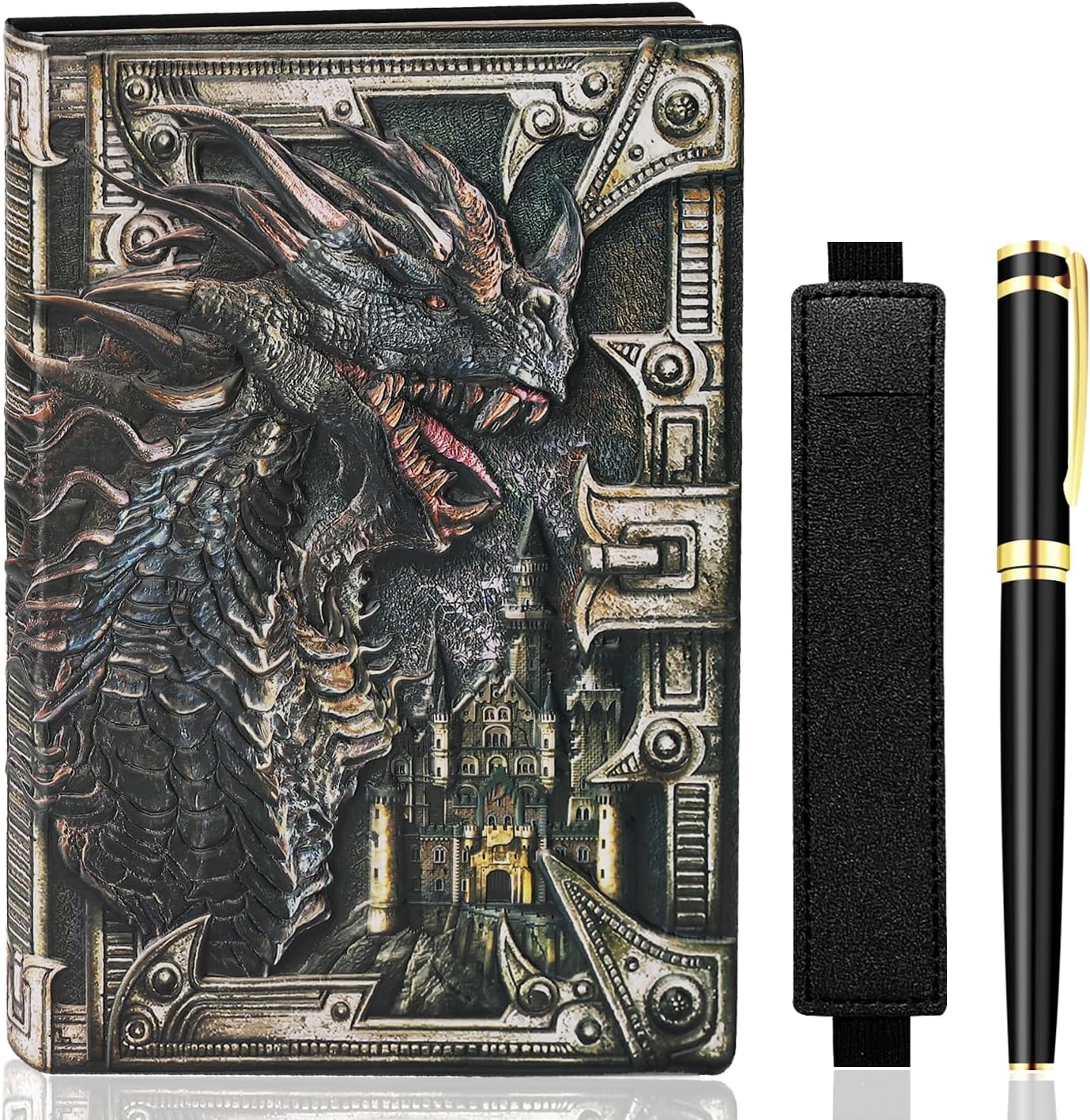 UMiWEi Vintage Dragon Embossed Leather Notebook DND Notebook Travel ...