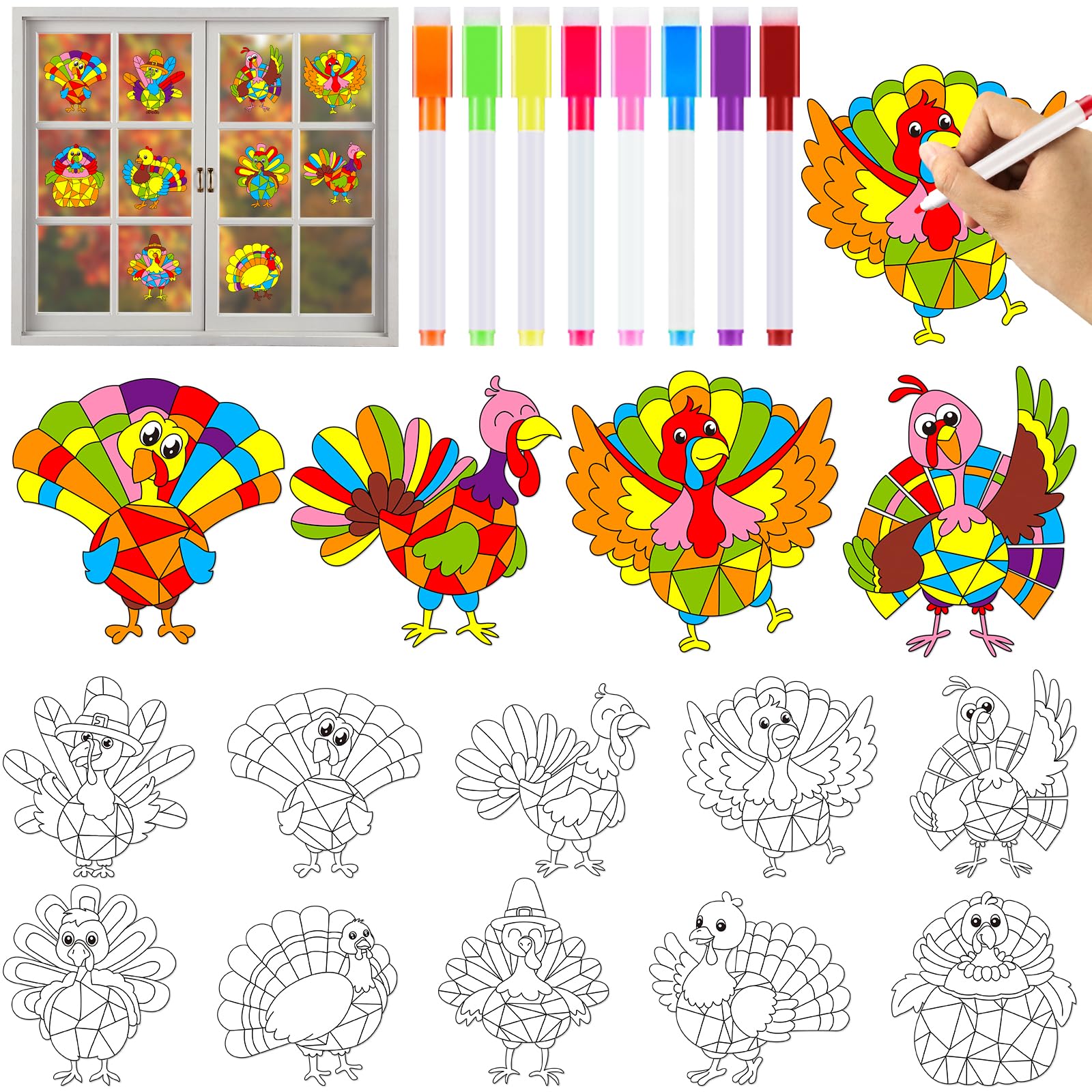 Amazon.com: Qyeahkj 30 Set Thanksgiving Arts Crafts for Kids Turkey ...