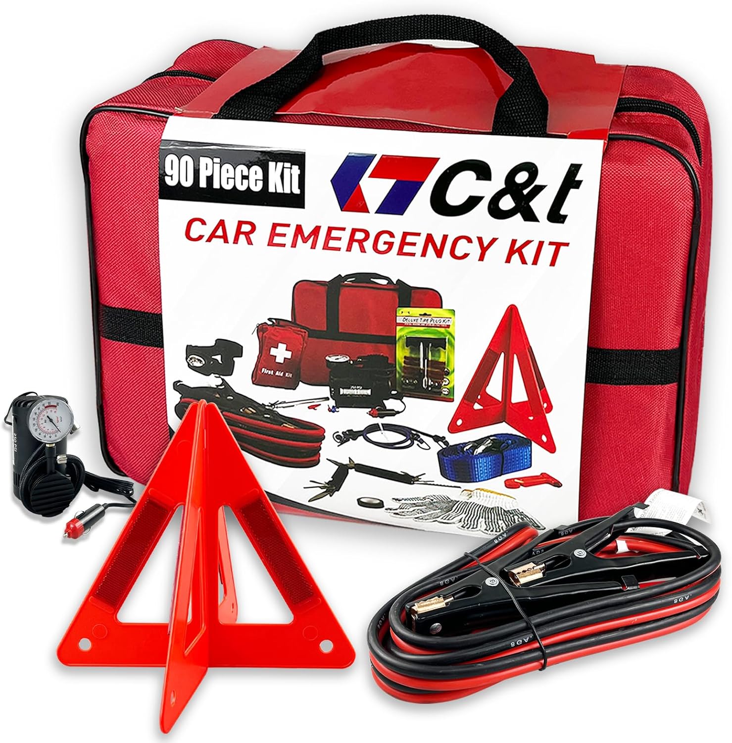Amazon.com: C&T 90 Piece Car Emergency Kit,Roadside Emergency & First ...