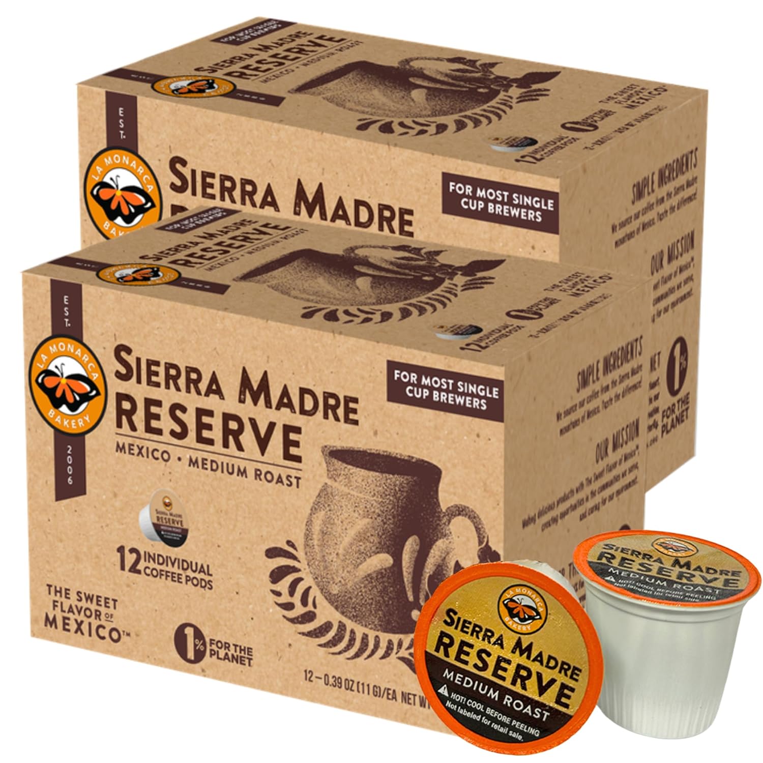 Amazon.com: La Monarca Bakery Sierra Madre Reserve Coffee Pods – Medium ...