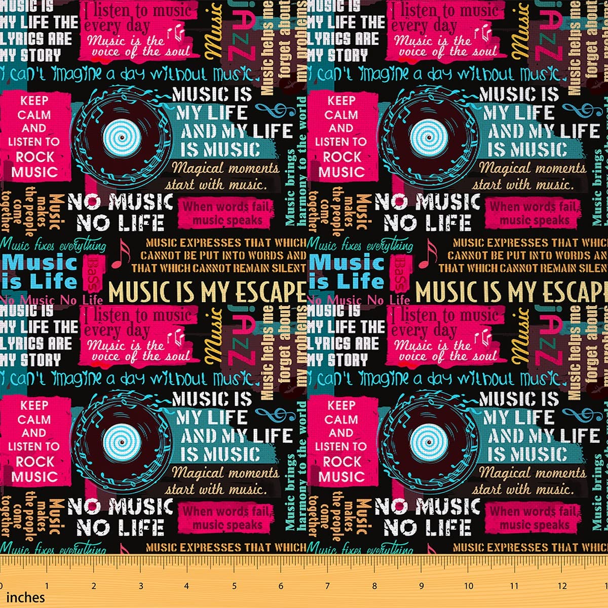 Amazon.com: Music Fabric by The Yard, Musical Interests Discs Quilt ...