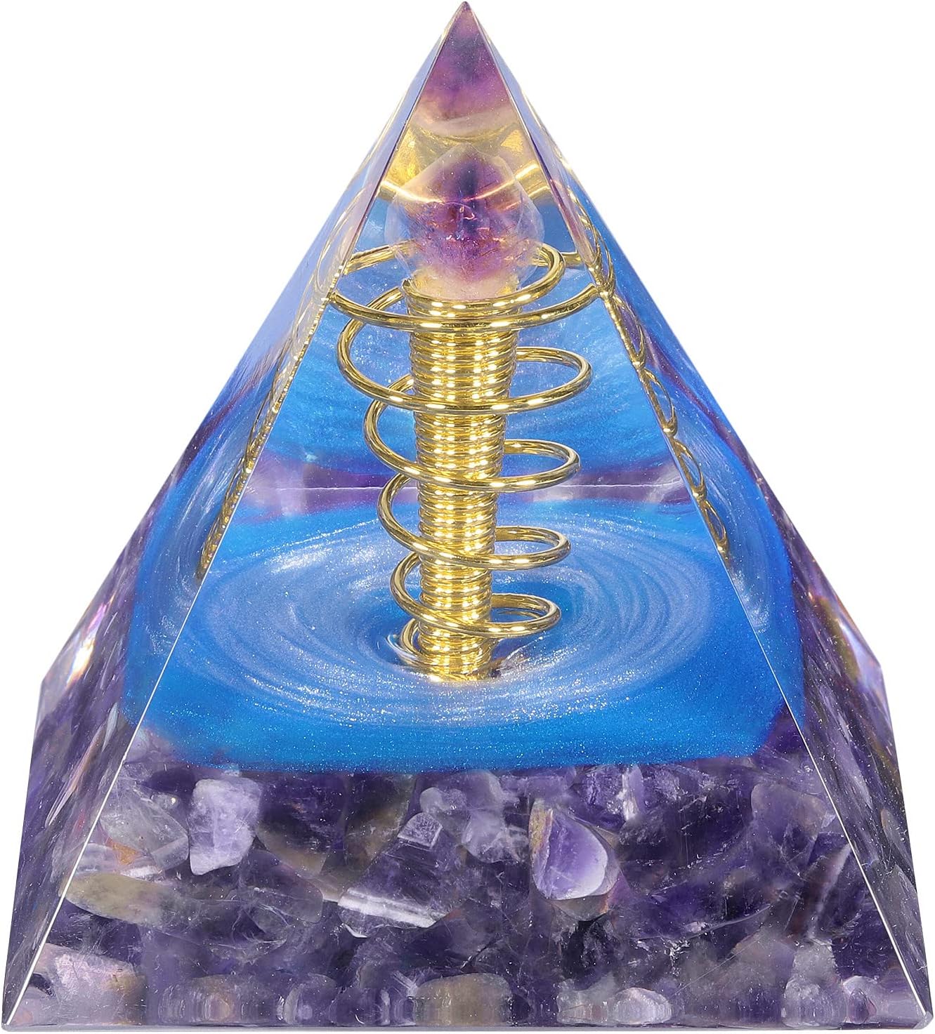 Nupuyai Spiral Energy Amethyst Crystal Pyramid Ornament, Amethyst ...