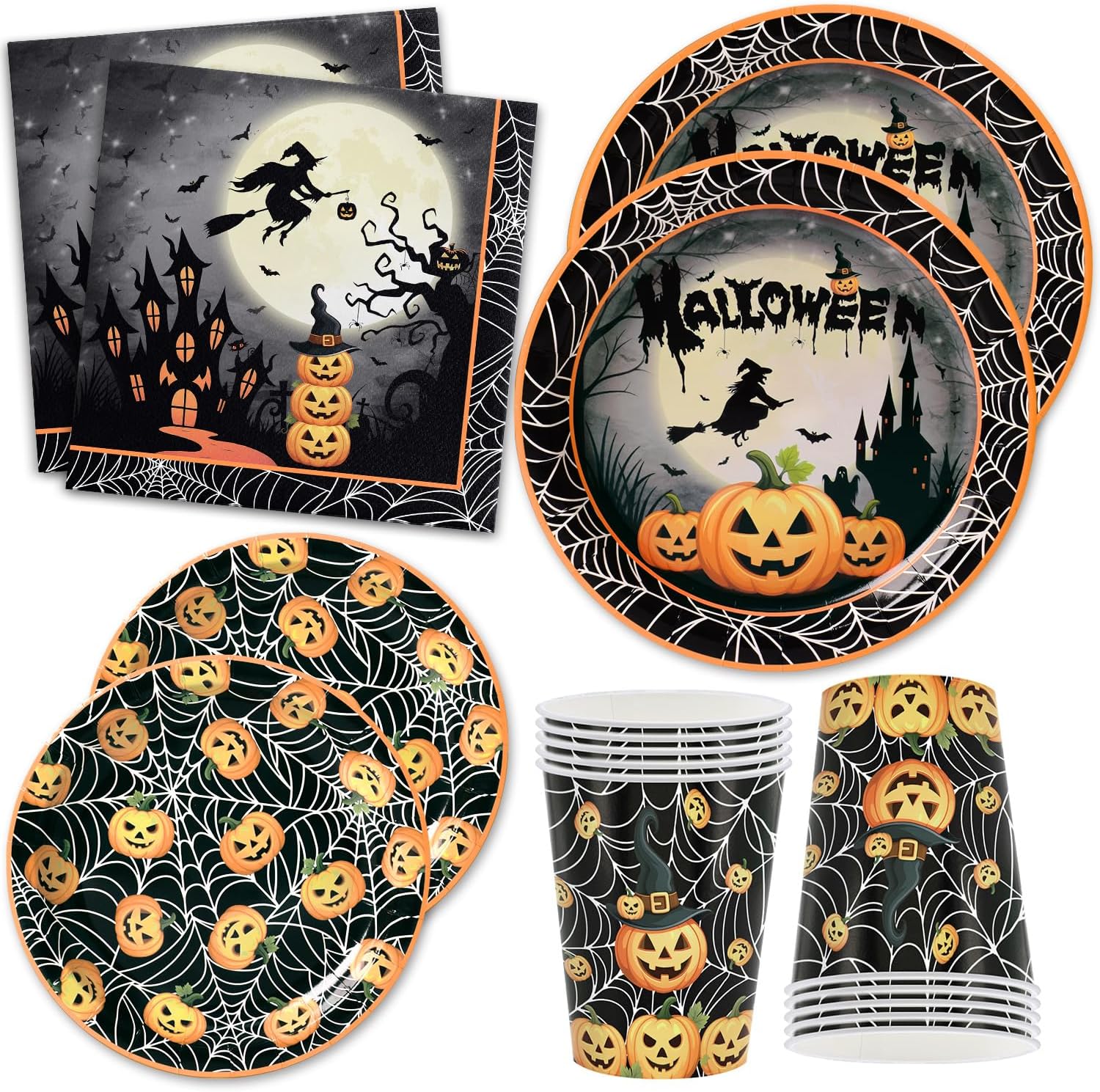 Amazon.com: Halloween Party Supplies Set for 24 Guests, Disposable ...