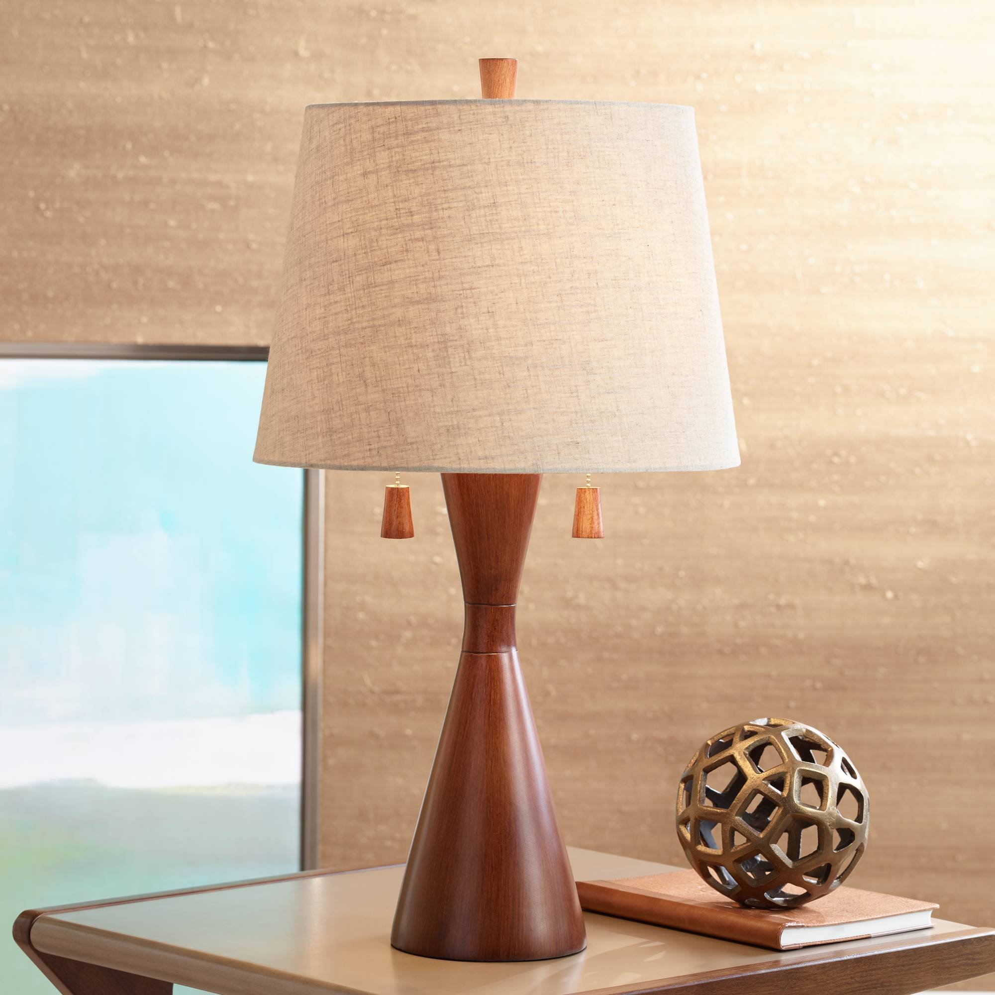 Buy Omar Modern Contemporary Table Lamp 28.75" Tall Warm Brown Wood ...