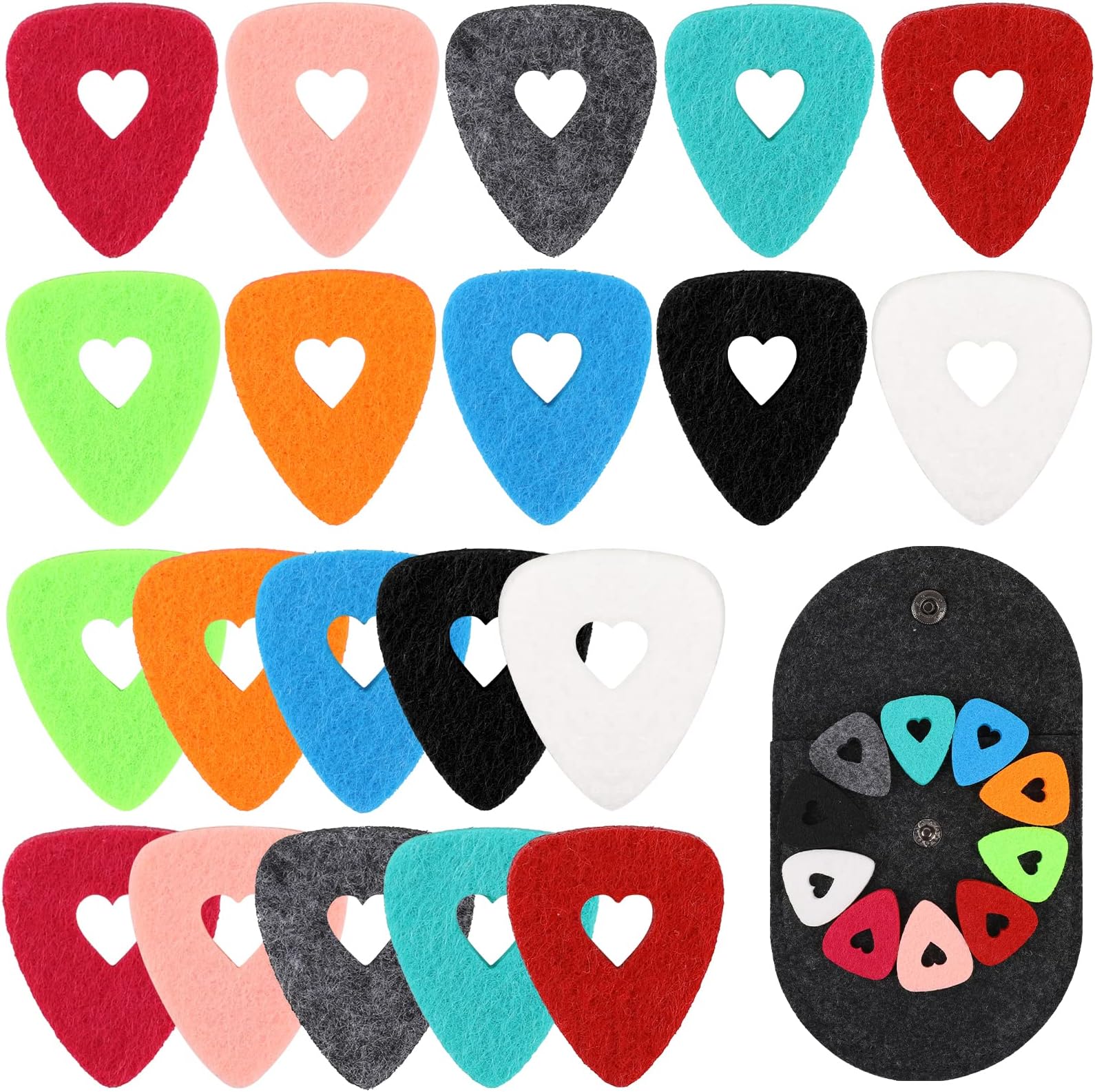 Amazon.com: 20 Pieces Felt Ukulele Picks Heart Hollow Easy Grip Felt ...