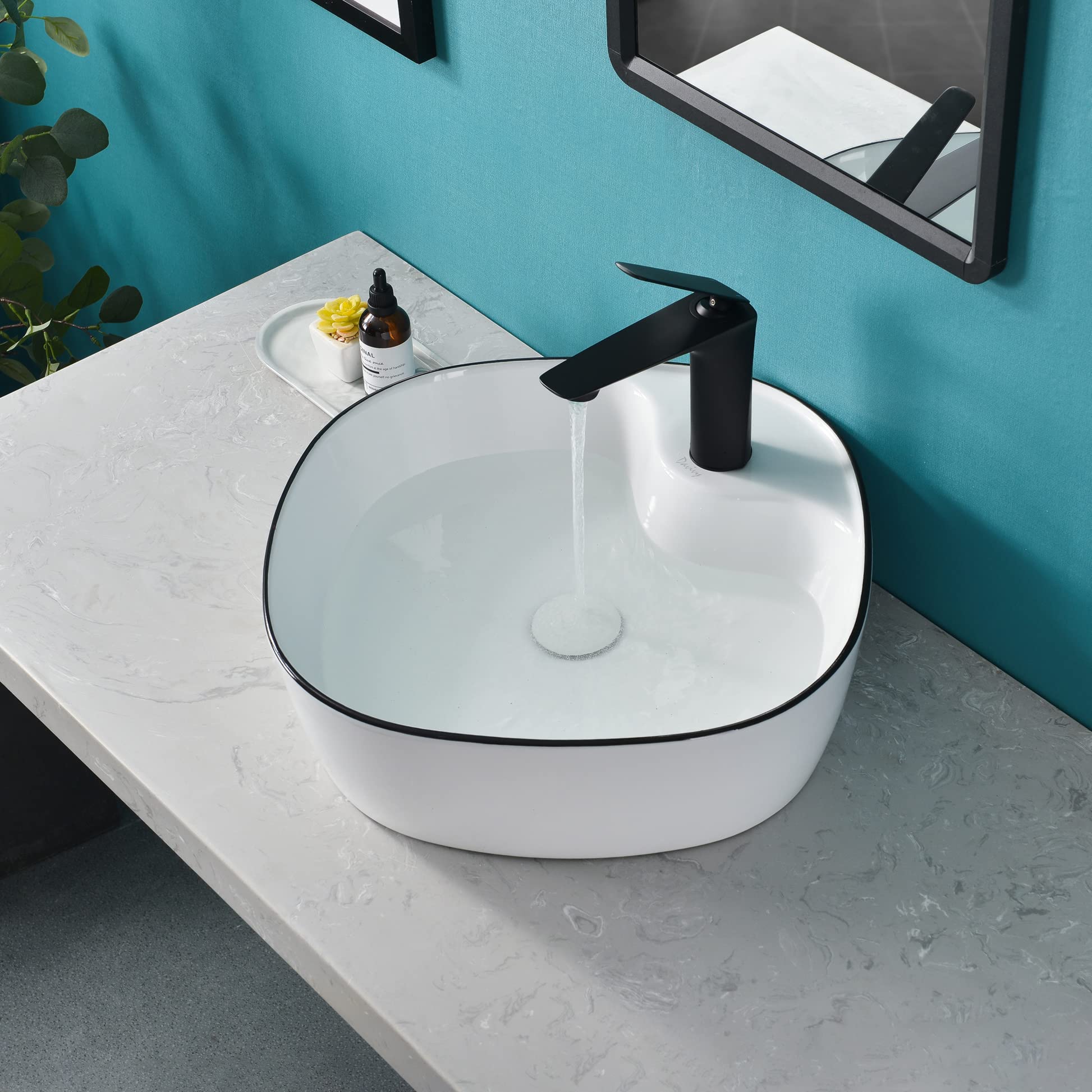 Davivy 17'' Square Vessel Sink with Pop Up Drain,Bathroom Vessel Sinks ...