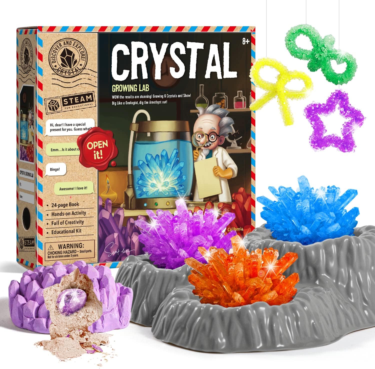 Amazon.com: EDUMAN Crystal Growing Kit, Science Experiments for Kids 6 ...