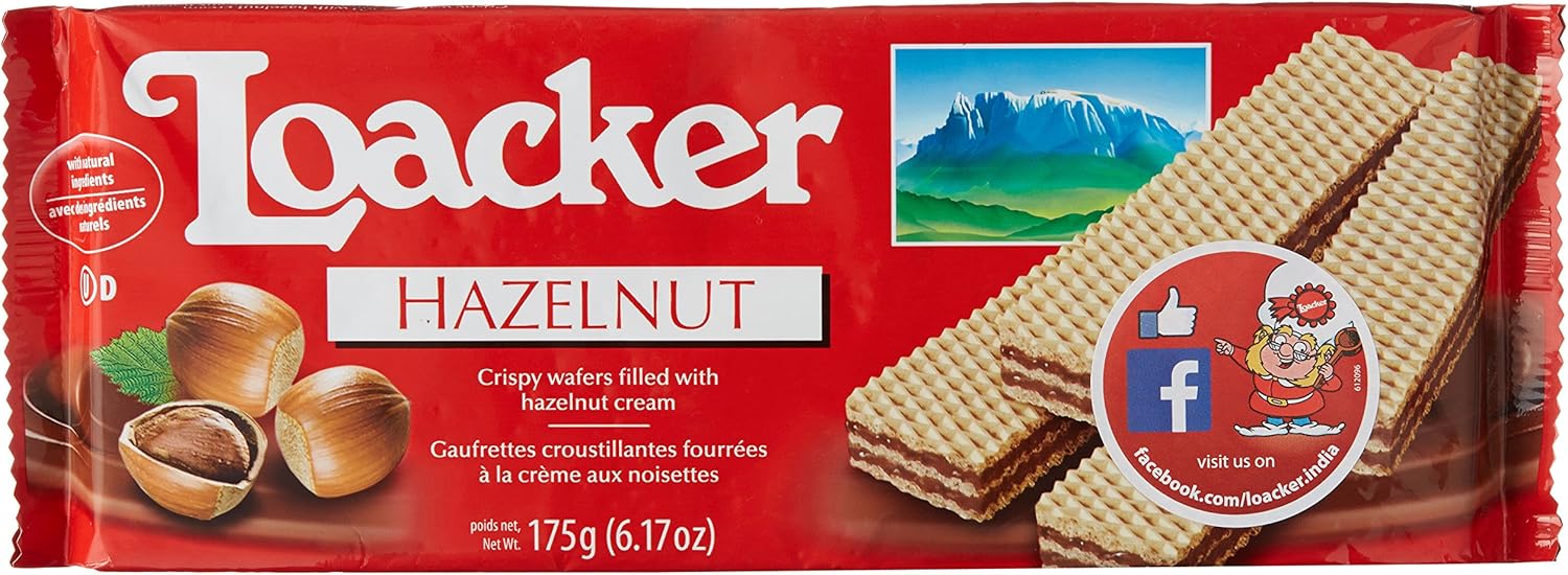 Loacker Premium Italian Hazelnut Wafers, 175g/6.17oz, Hazelnut, 175 ...