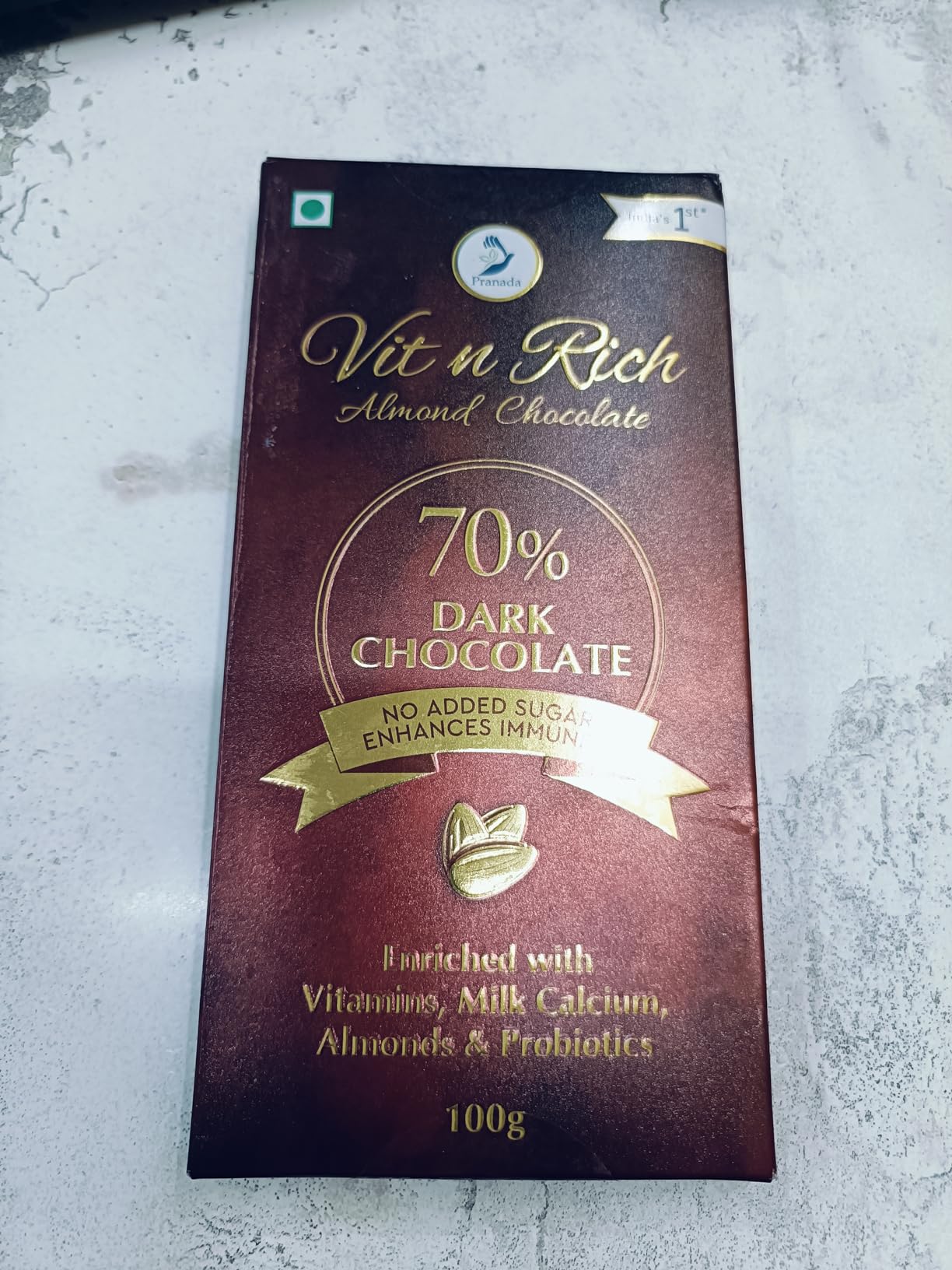 Vit n Rich Sugar free Dark Chocolate 100% Natural and Organic, Boost ...