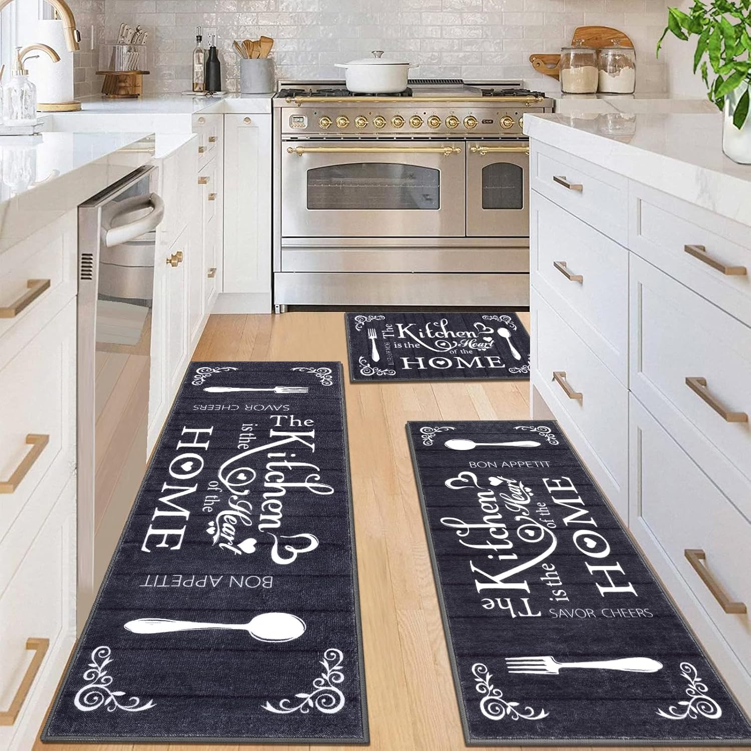 Amazon.com: Vaukki Boho Kitchen Rug Sets 3 Pieces, Washable Kitchen ...