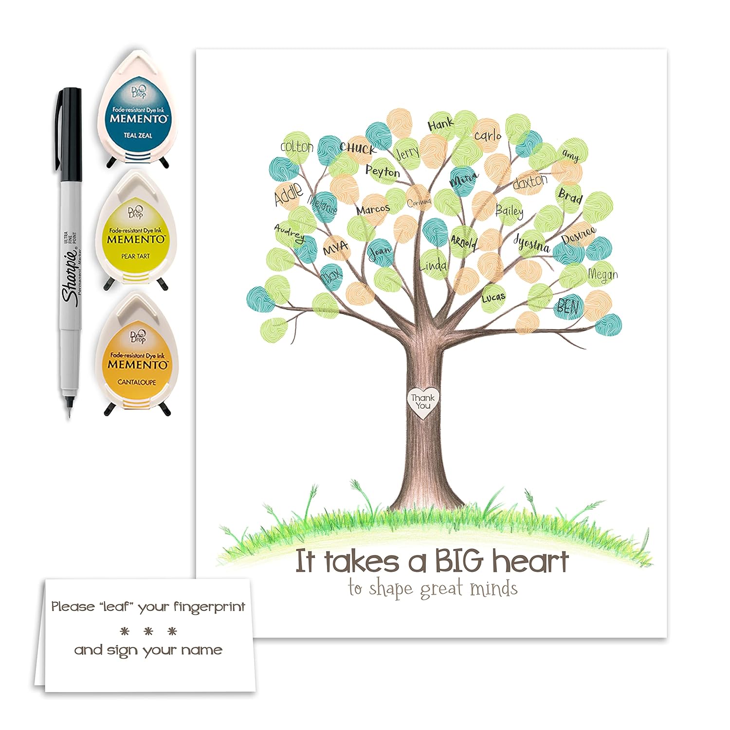 Amazon.com: 11x14 Inch Fingerprint Tree Teacher Appreciation Gift Set ...