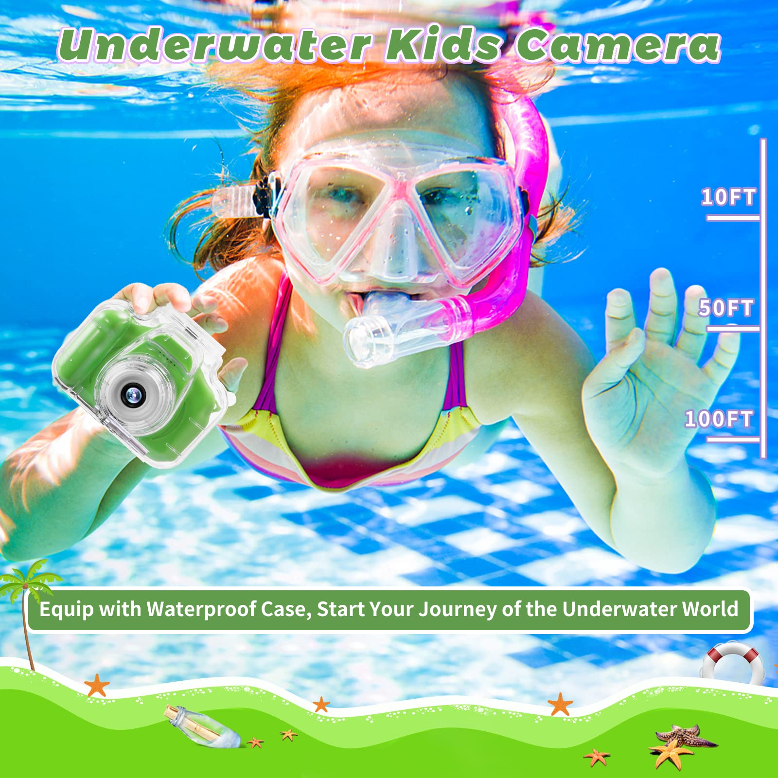 Kids Camera Waterproof Underwater Camera for 3-12 Year Old Boys Girls 2 ...