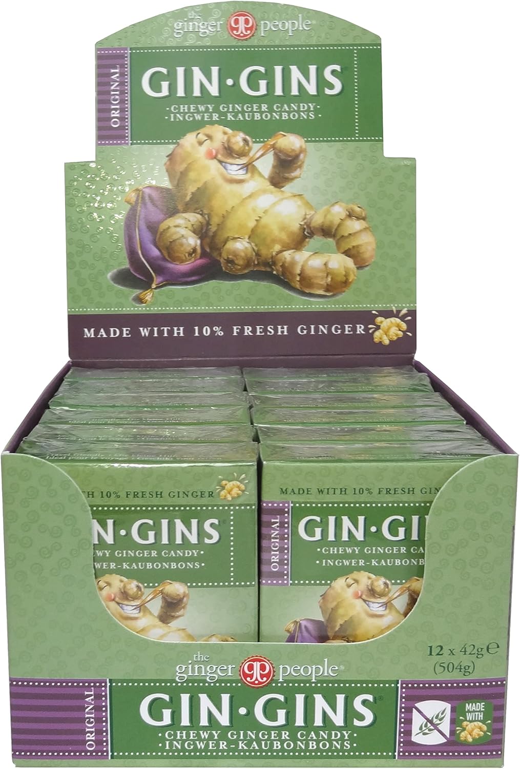 Amazon | THE GINGER PEOPLE GIN-GINS CHEWY GINGER CANDY 42g (PACK OF 12) - ザジンジ ...