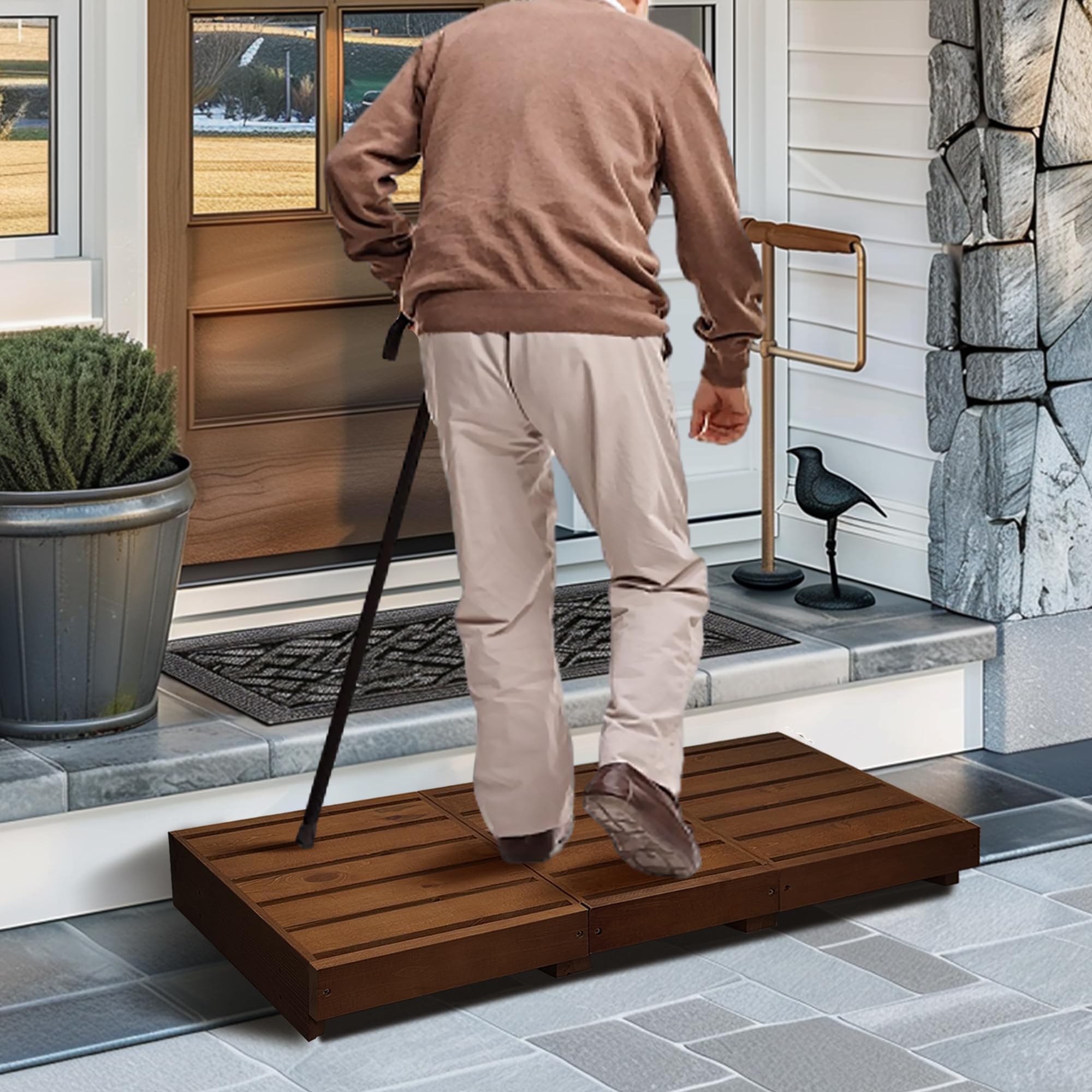 Amazon.com: Outdoor Steps 3.5'' Height, Wooden Step Platform 35” Length ...