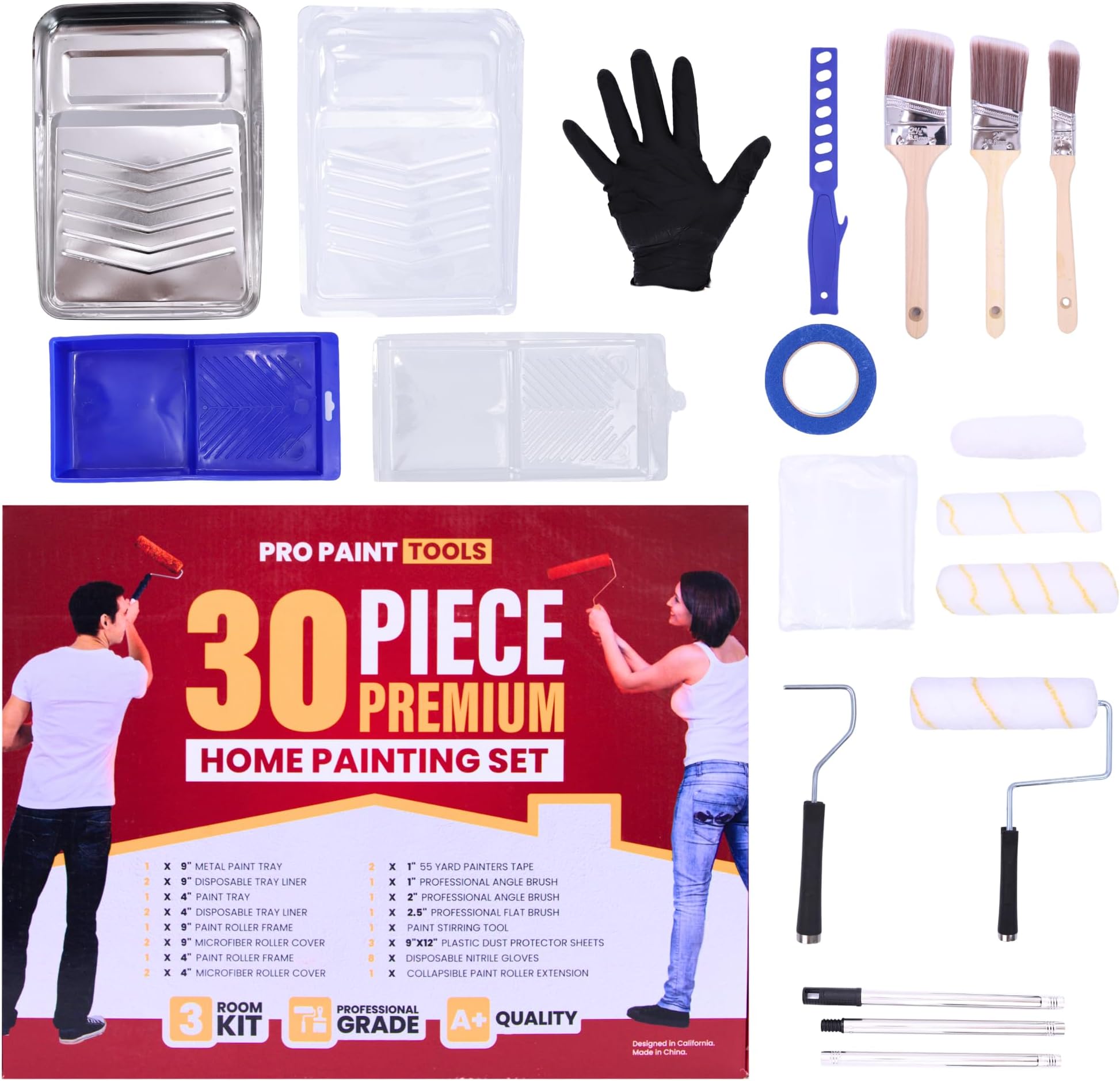 Amazon.com: 30 Piece Home Painting Kit by Pro Paint Tools | Complete ...