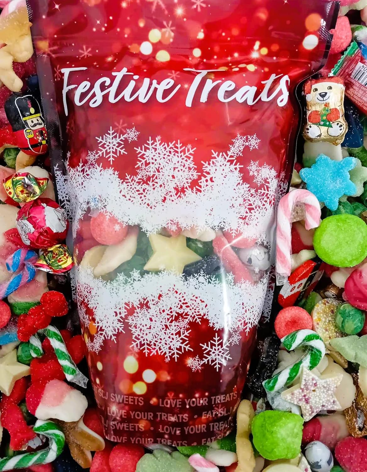 Large Festive Treats Pouch of Christmas Jelly Sweets, Chocolate Pick N ...