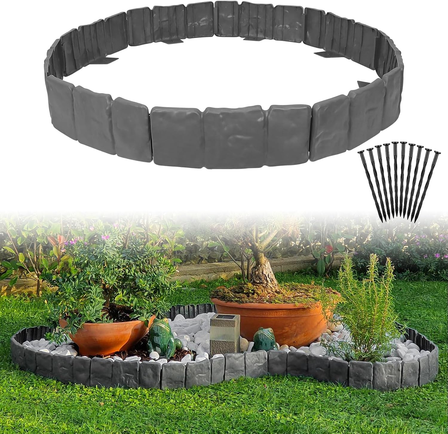 MSISILY Stone Effect Lawn Edging Border|Garden Edging Borders|Lawn ...