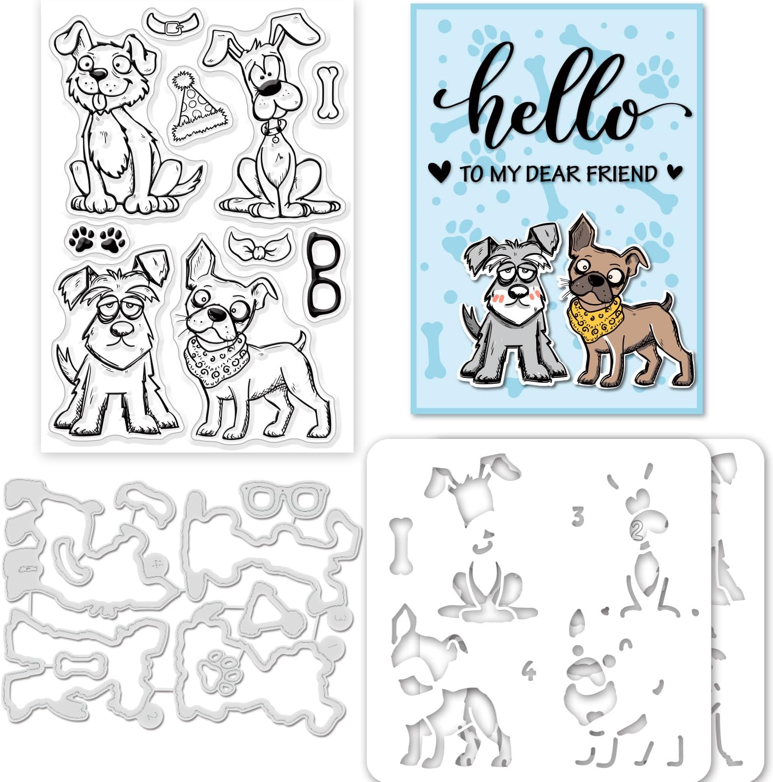 Amazon.com: Trees and Forest Animals Stamps and Dies Set for Card ...