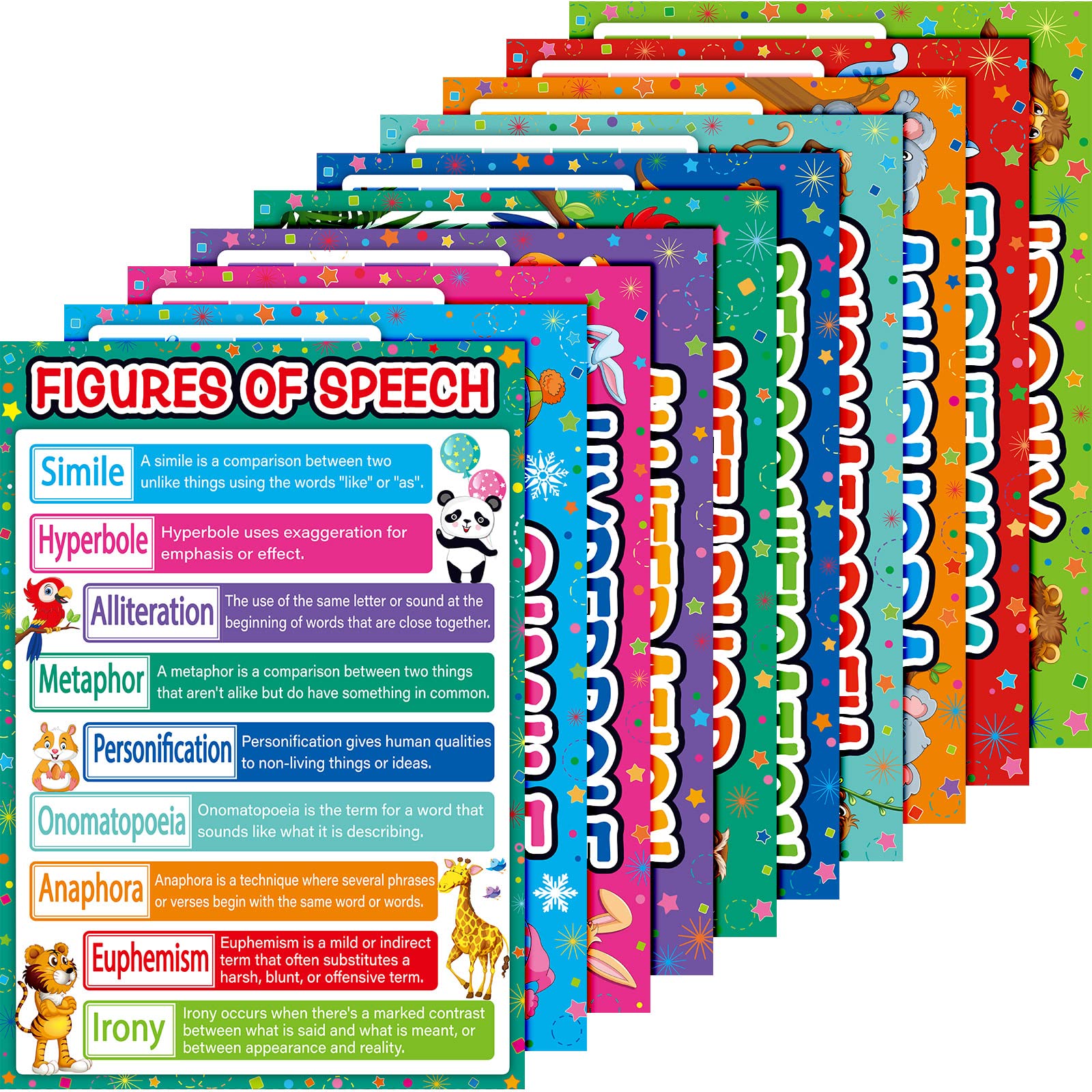 Buy 10 Pieces Educational Poster Figures of Speech Poster English ...