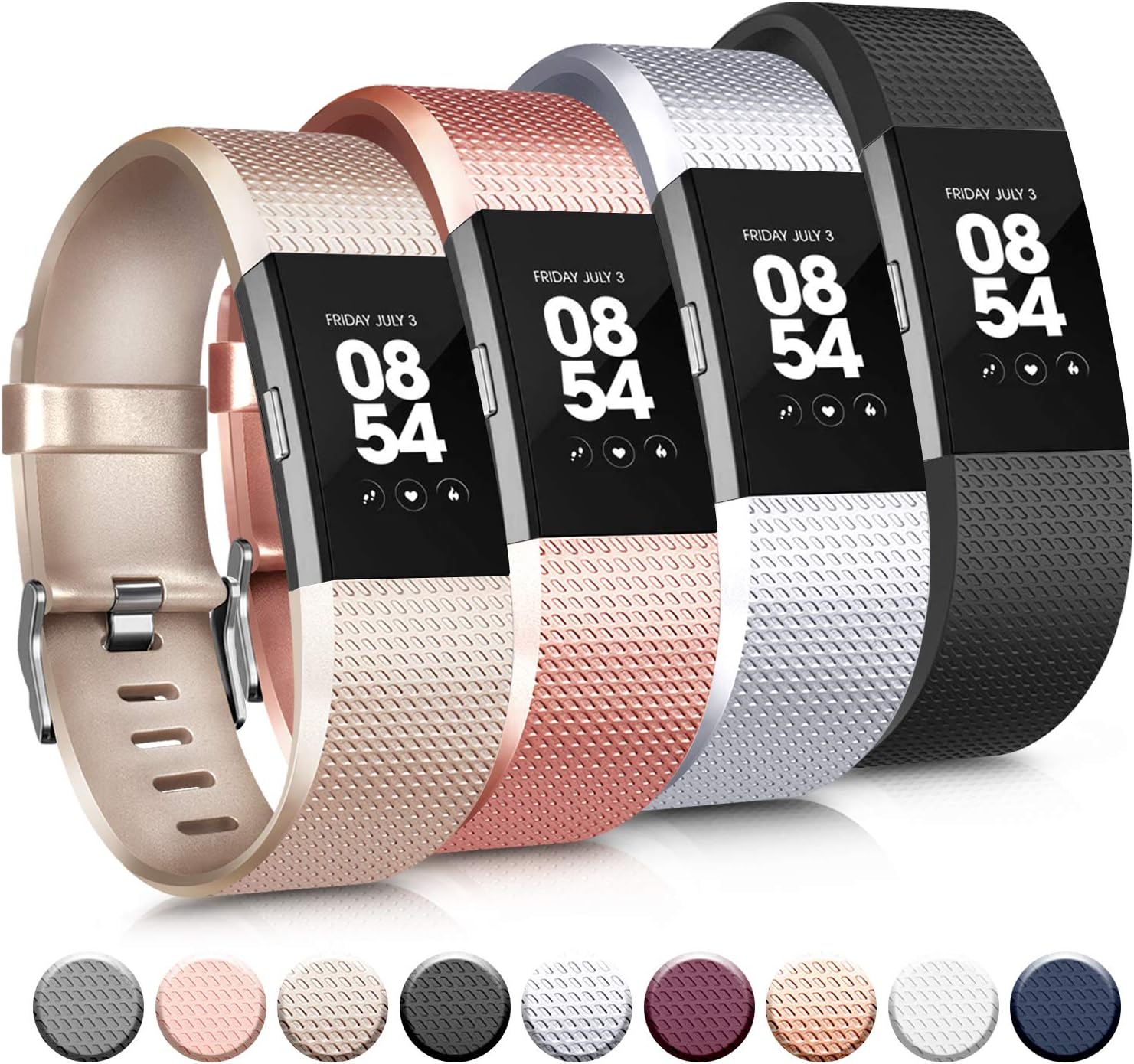 Amazon.com: 6 Pack Sport Bands Compatible with Fitbit Charge 2 Bands ...