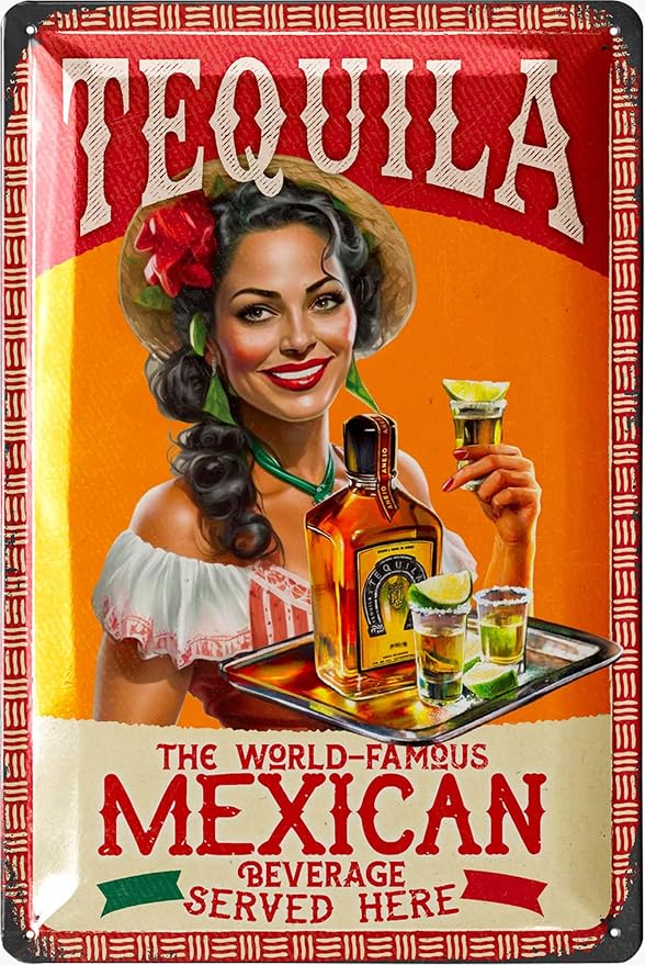 Amazon.com: LANOLU Vintage Tin Sign TEQUILA Wall Art, Vintage Retro ...