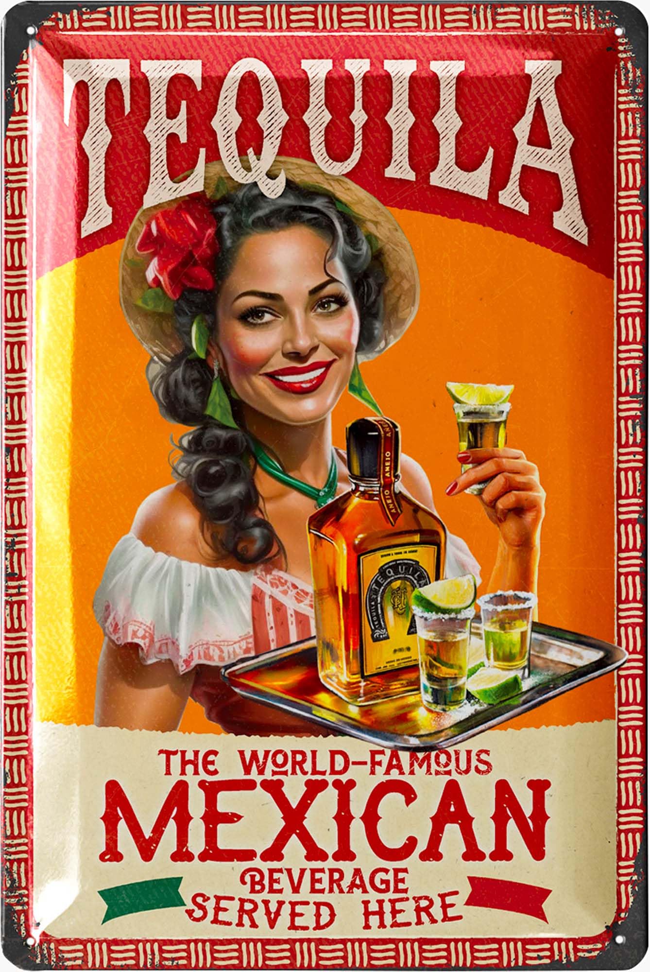Amazon.com: LANOLU Vintage Tin Sign TEQUILA Wall Art, Vintage Retro ...