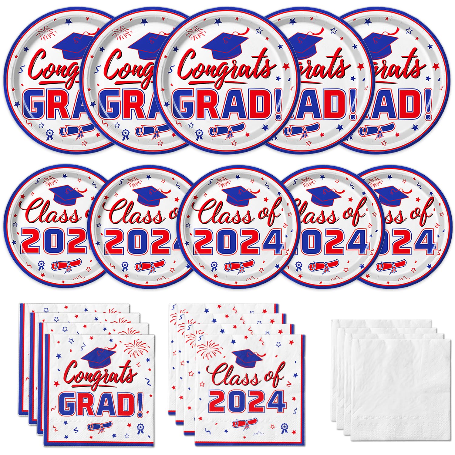 Graduation Party Supplies Kit Serves 50 - Graduation Party Red and Blue ...