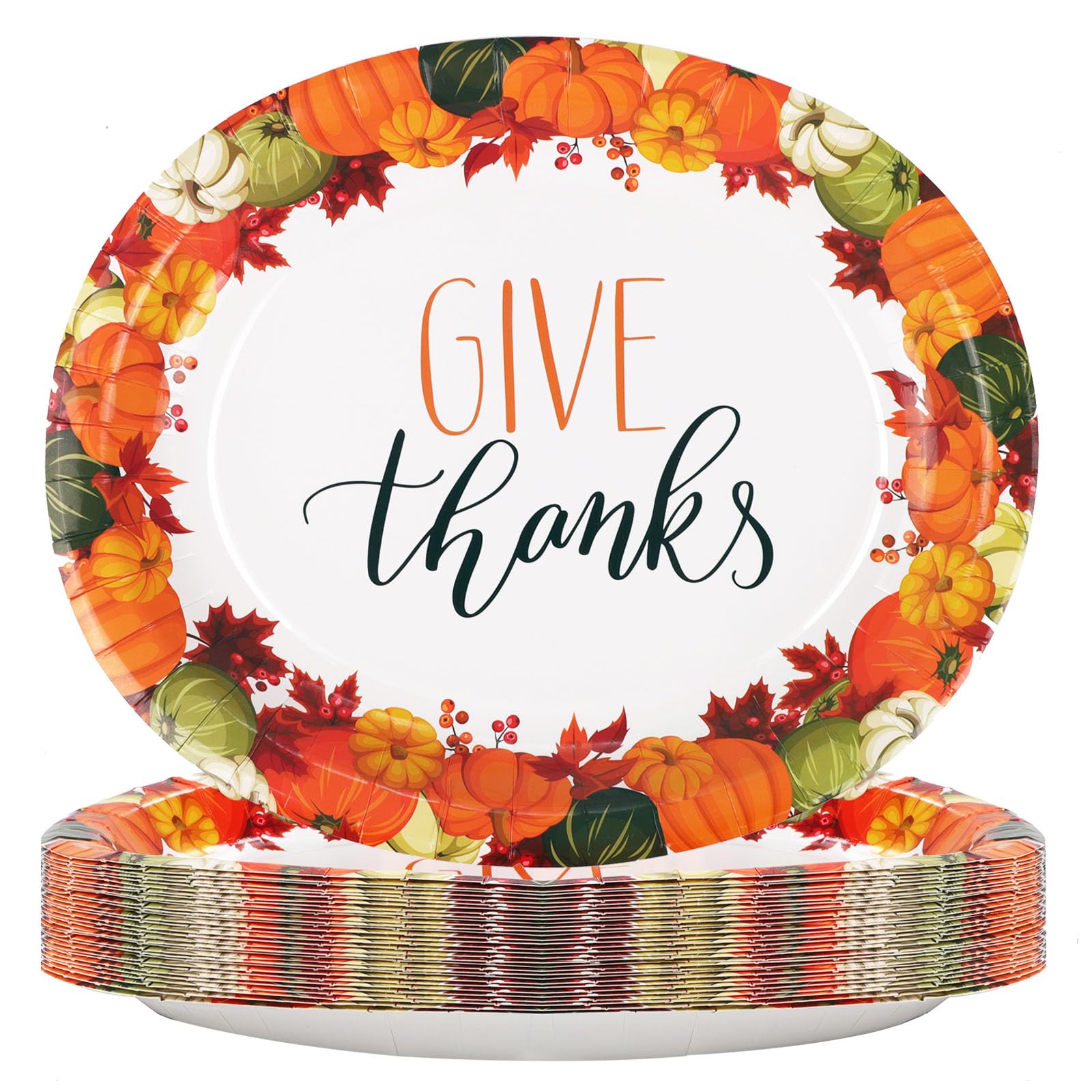 Amazon.com: TWOWYHI 50PCS Thanksgiving Oval Plates 10" x 12" Disposable ...