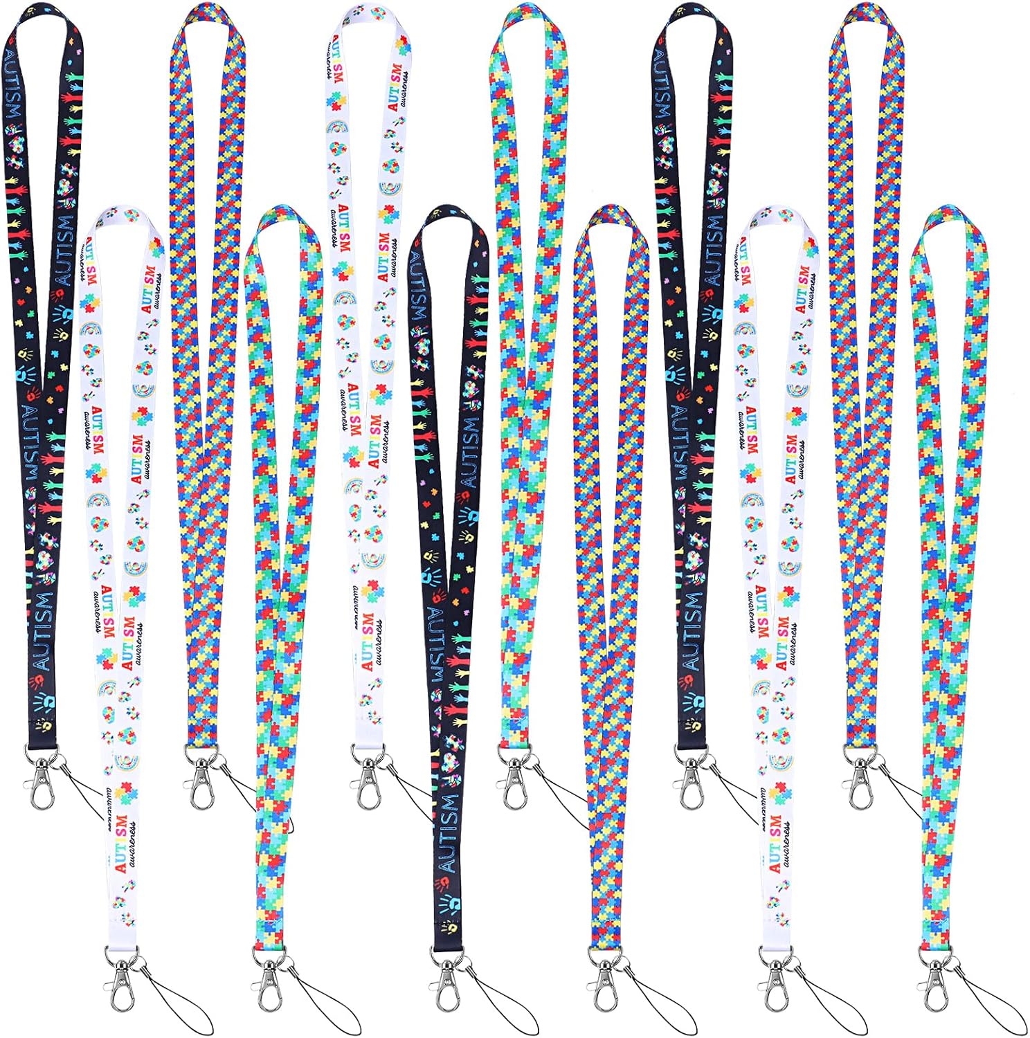 Amazon.com: Haiabei 4Pcs Autism Awareness Lanyard Puzzle Printed ...