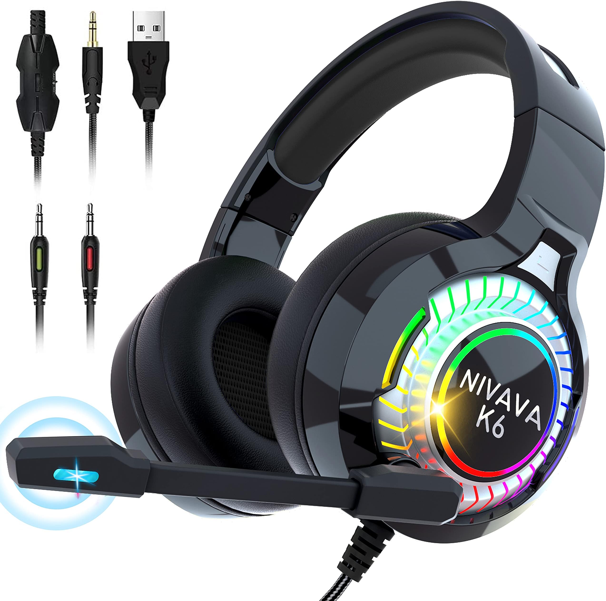 Amazon.com: NIVAVA Gaming Headset for PS4, PC Headphones with ...