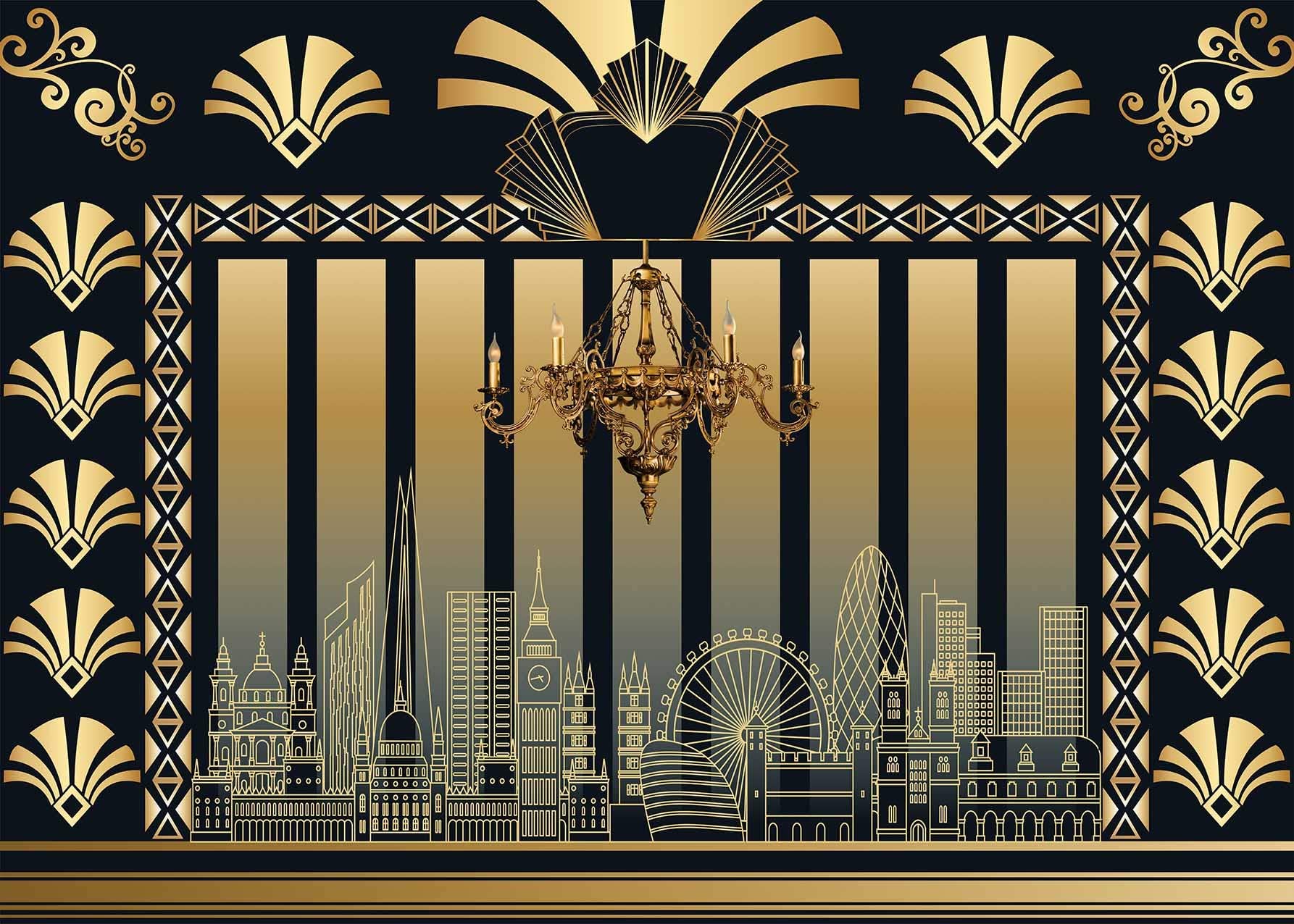 Roaring Twenties Background 1920s Photography Backdrop Black And Gold