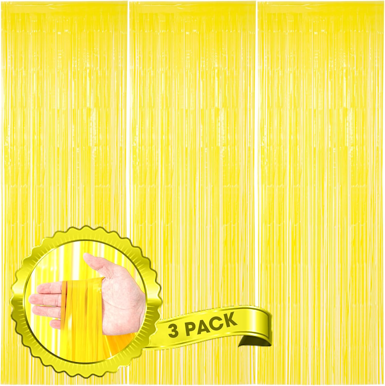 Amazon.com: Voircoloria 3 Pack 3.3 x 8.2 ft Pastel Yellow Foil Fringe ...