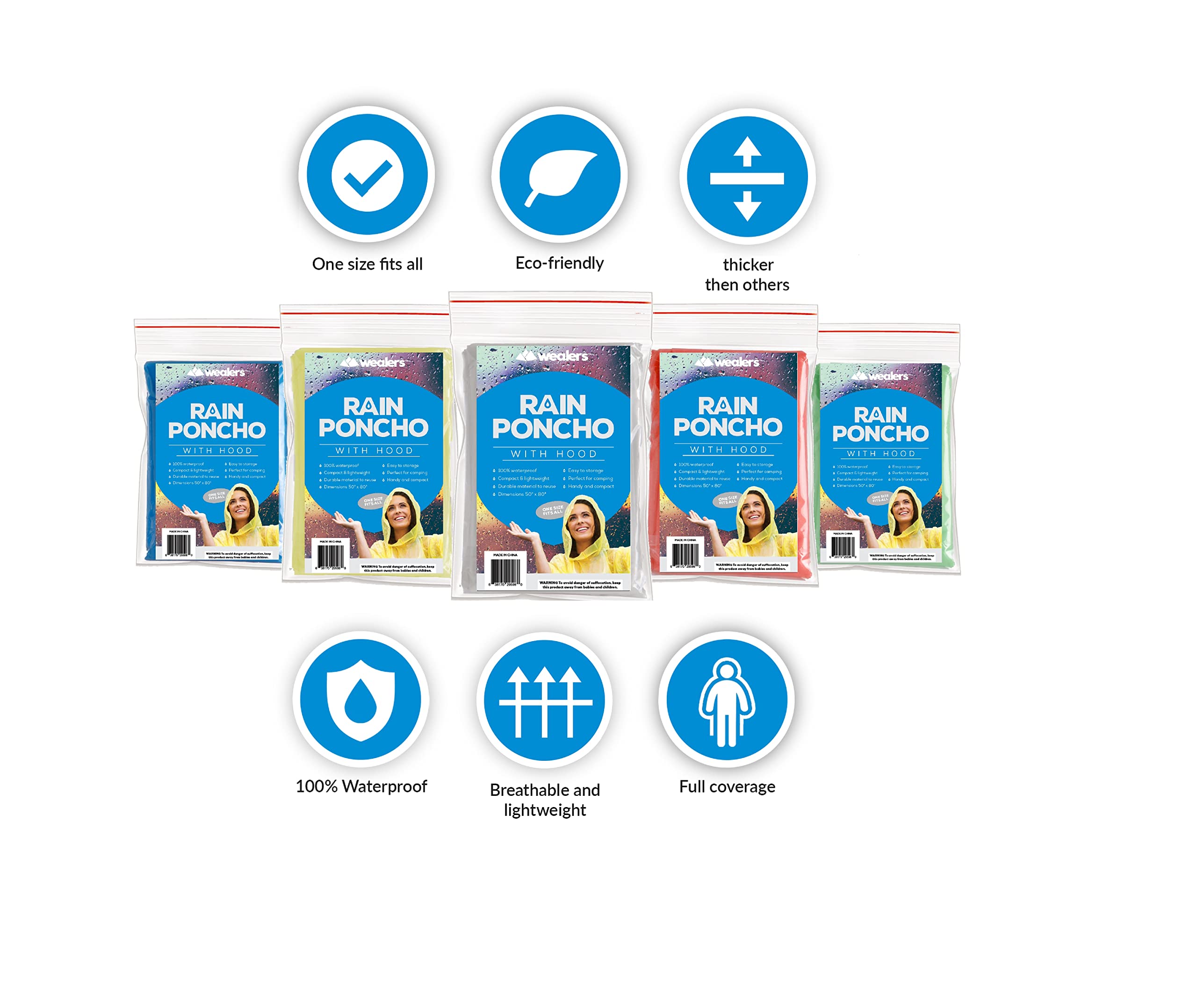 Snapklik.com : Wealers Rain Ponchos For Adults Teens Disposable Bulk ...