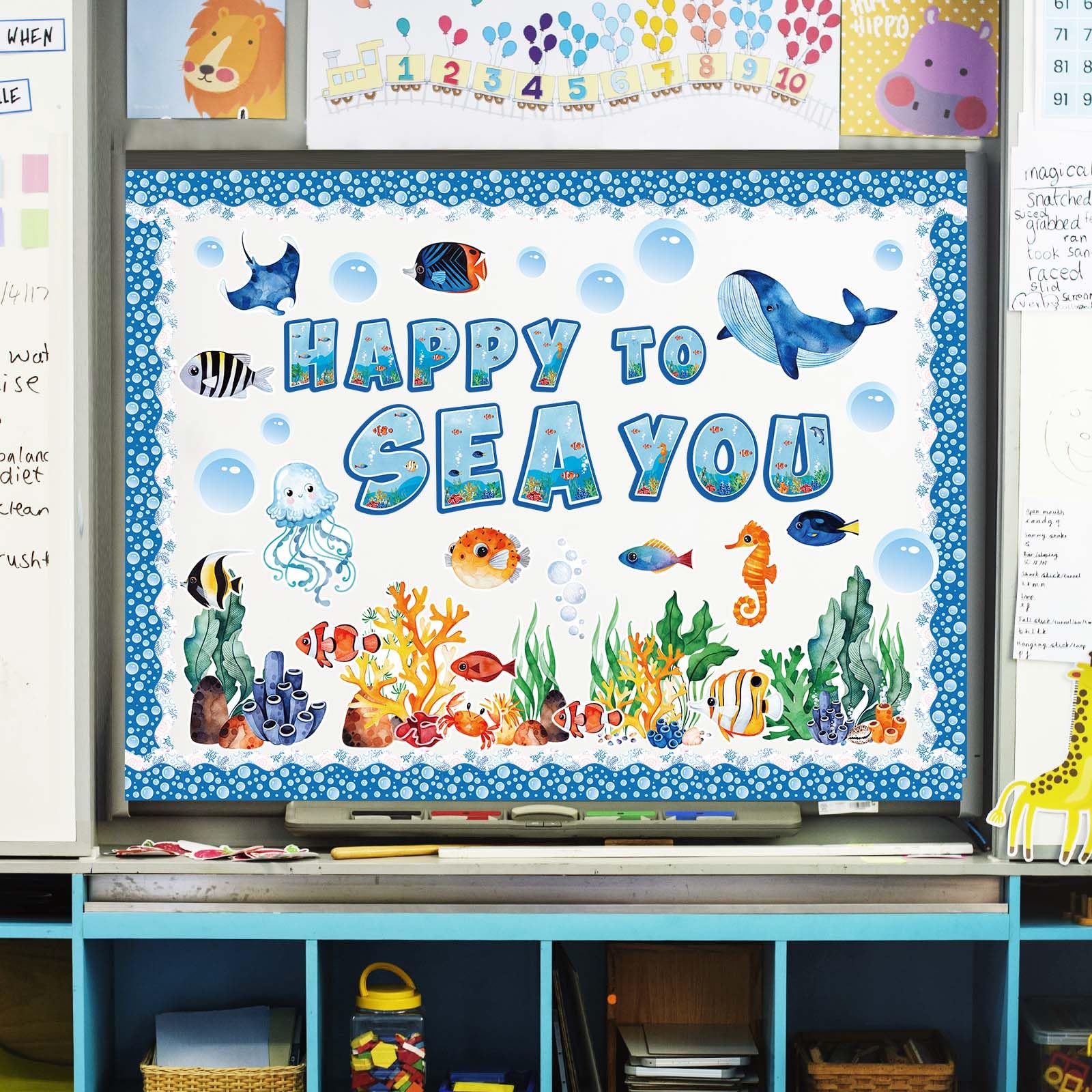 Bulletin Board Paper Sea Life Animal Cutouts 48-Piece - Underwater ...