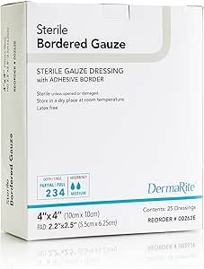 Amazon.com: Dermarite Industries Sterile Bordered Gauze Dressing, 0.5 Pound : Health & Household