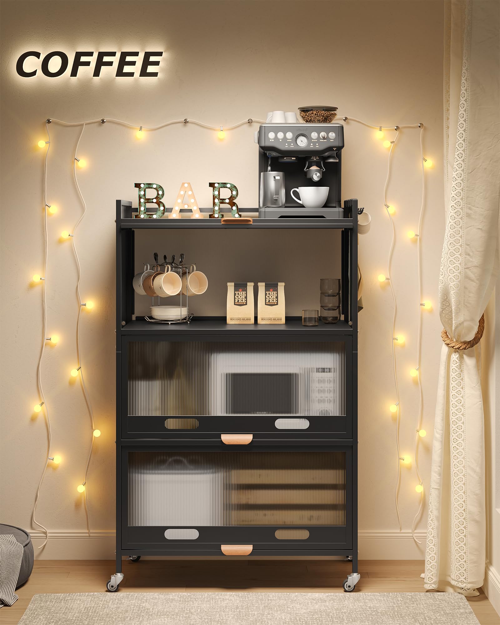 Snapklik.com : NETEL Bakers Racks For Kitchens, Coffee Bar Cabinets ...