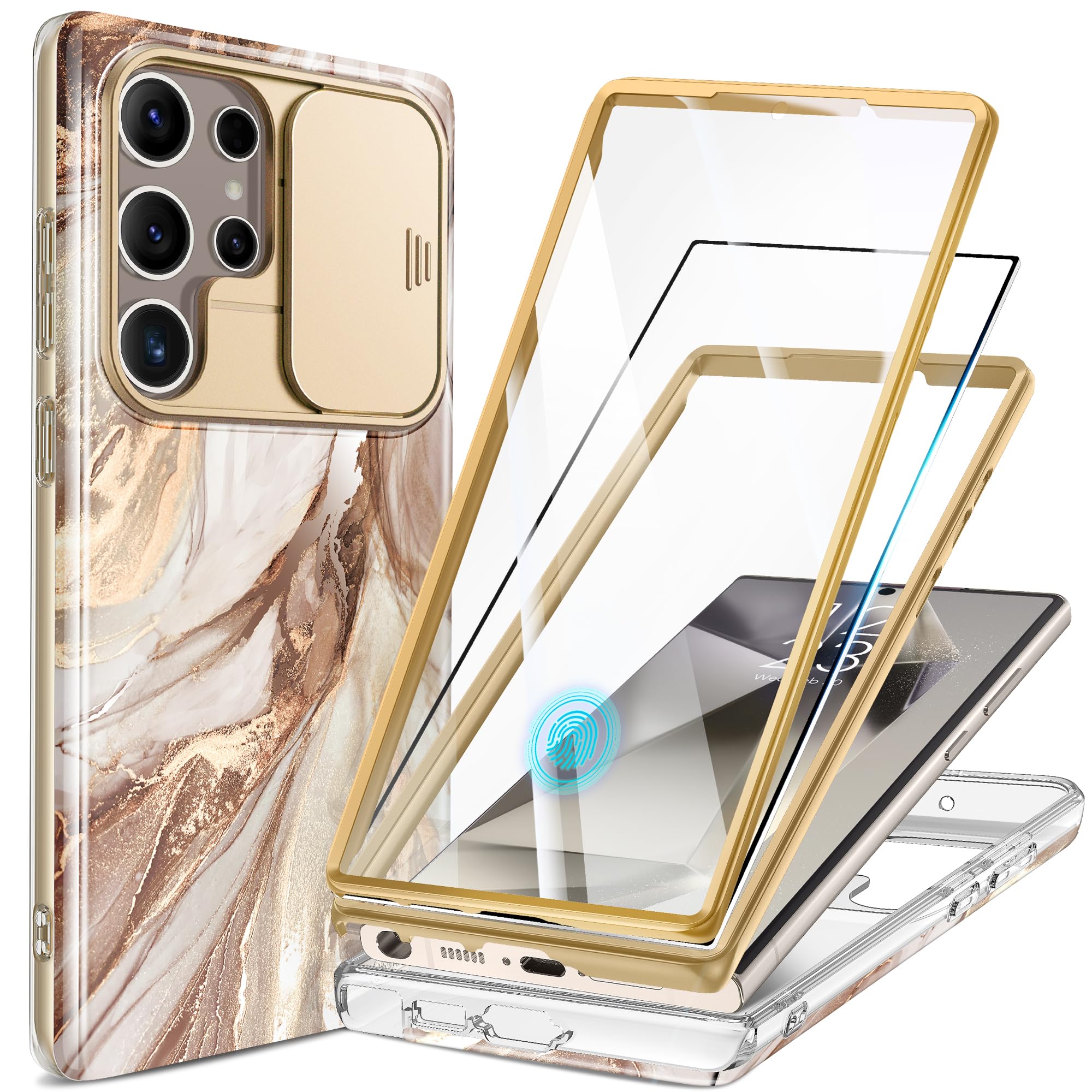 Amazon.com: GVIEWIN for Samsung Galaxy S24 Ultra Case, [Slide Camera Cover & Built-in Screen ...