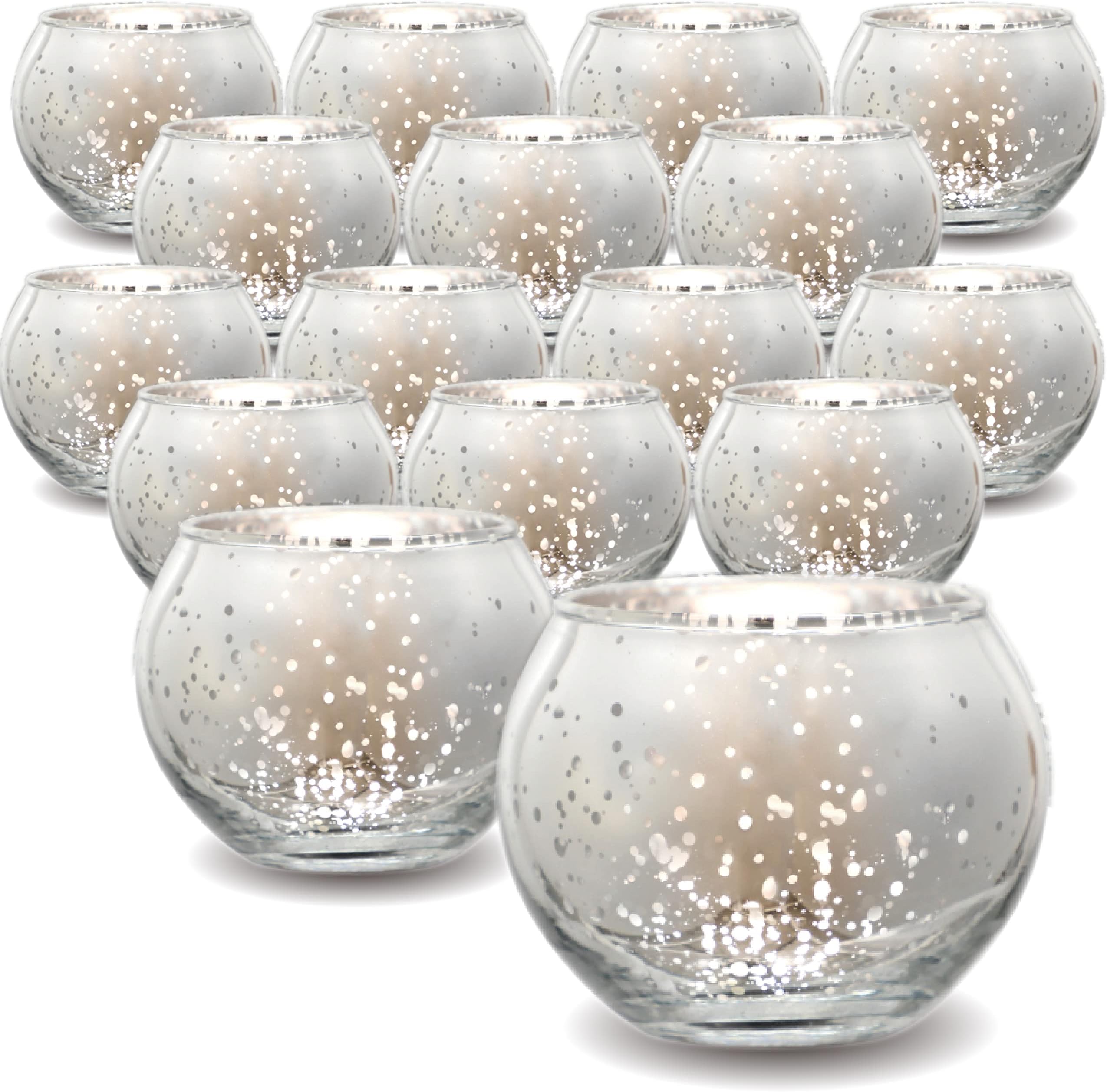 Amazon.com: Tebery 12 Pack Round Silver Votive Candle Holders, 2-Inch ...