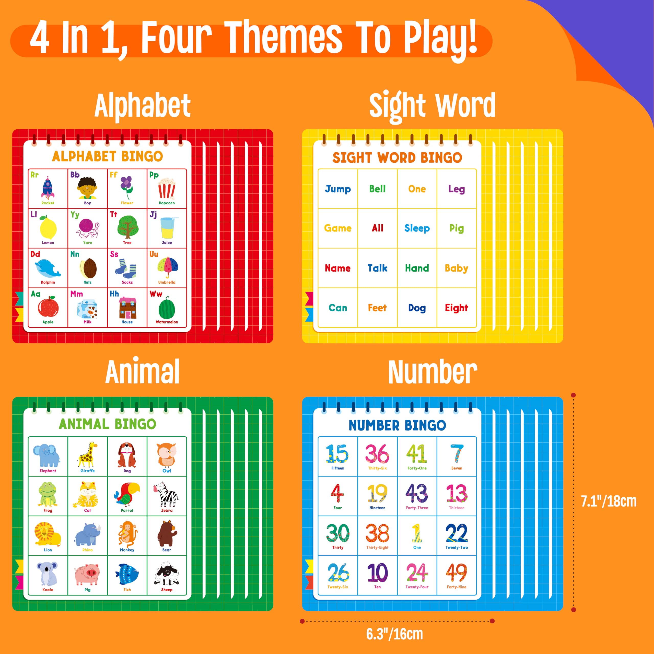 Family Bingo Game, Alphabet Animal Sight Word and Number Bingo Board ...