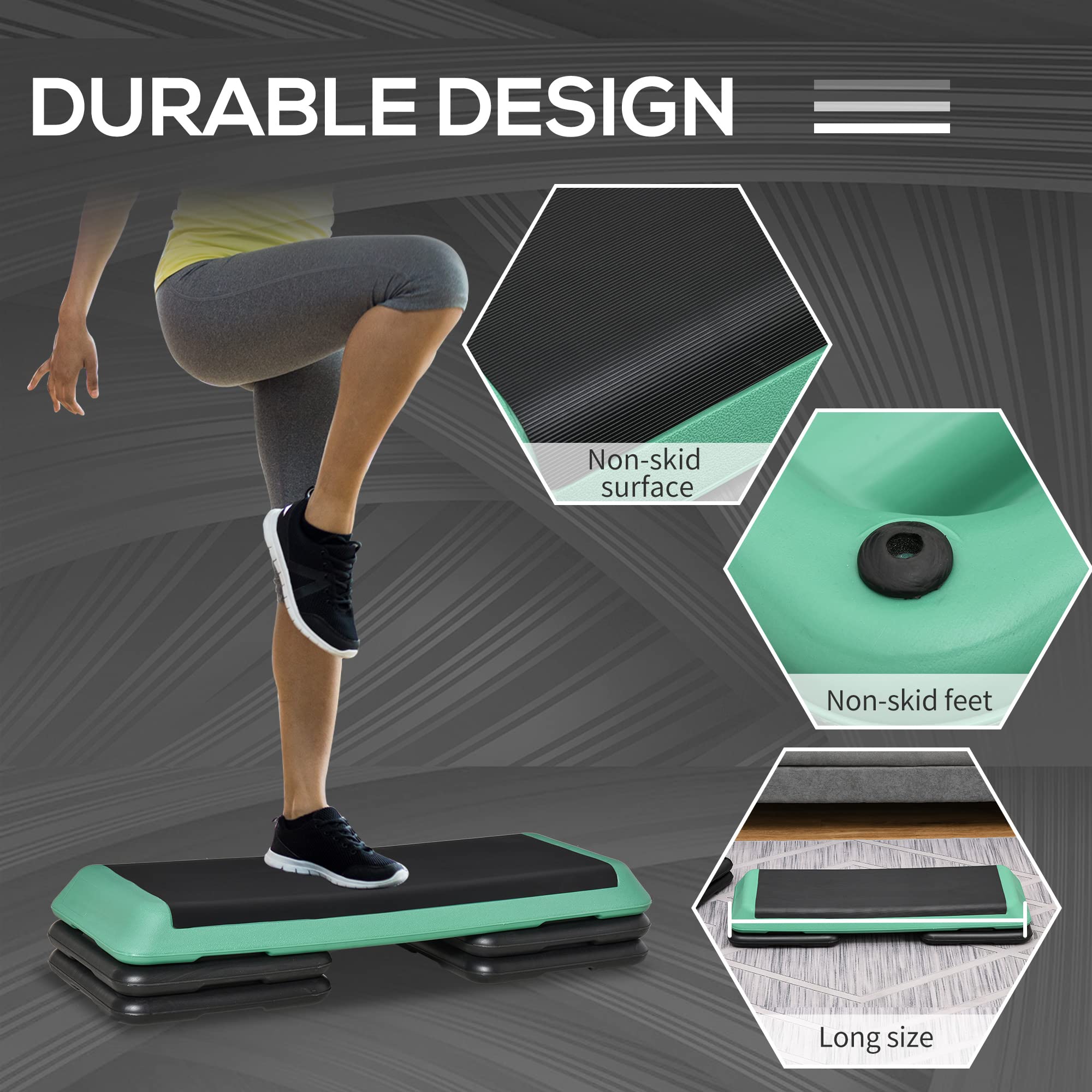 Workout Step Step Exercise Platform Aerobic Stepper 3 Levels Adjustable ...