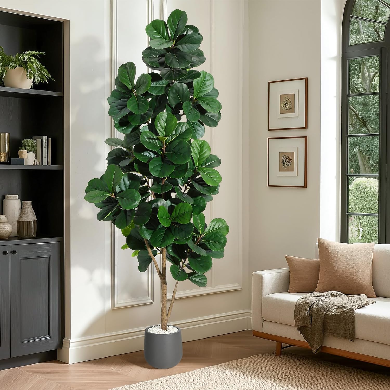 Amazon.com: Artificial Fiddle Leaf Tree, Faux Plant Fake Ficus Lyrata ...