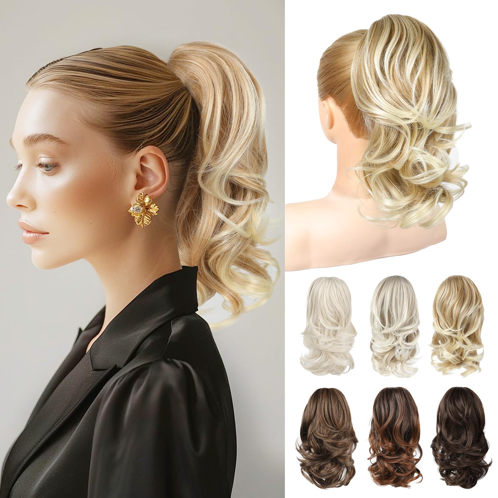 Amazon.com : NTYNTY Ponytail Extension, 14" Claw Clip in Ponytail Hair ...