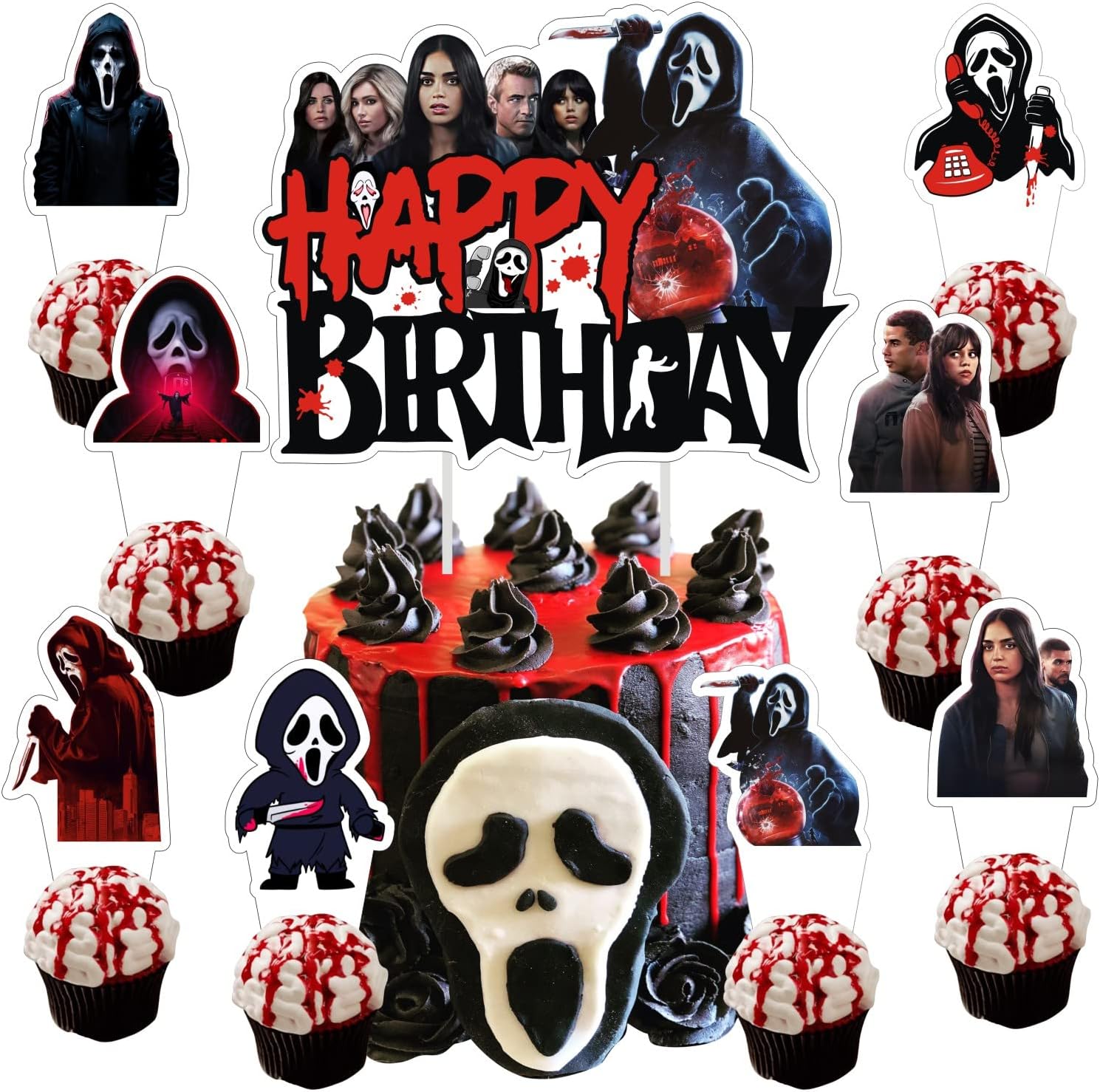 25pcs Scream VI Cake Topper and Cupcake Topper Set, Scream VI Birthday ...
