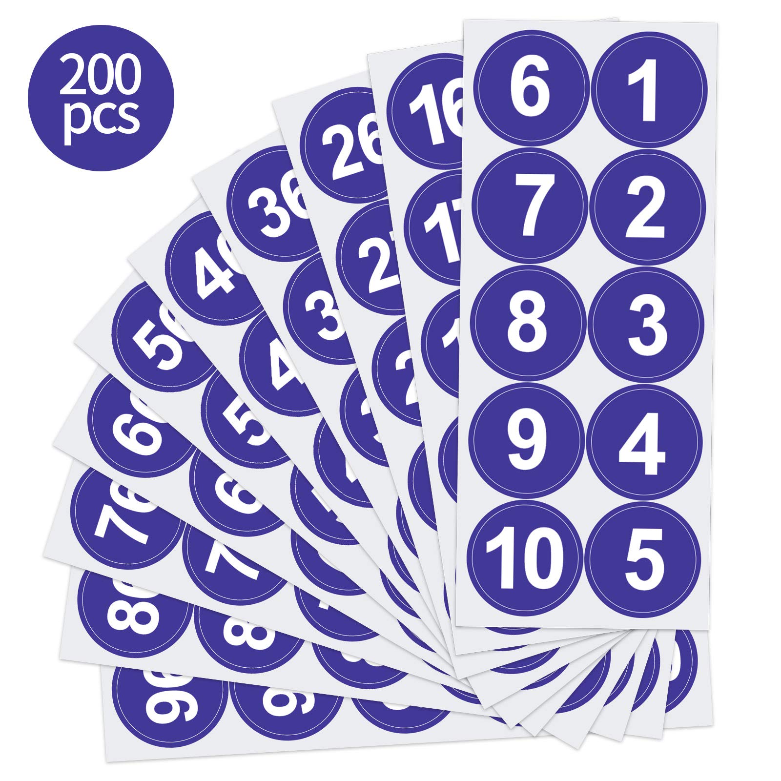Buy 200 Pieces 2 Inch 1-100 Consecutive Number Stickers Self-Adhesive ...