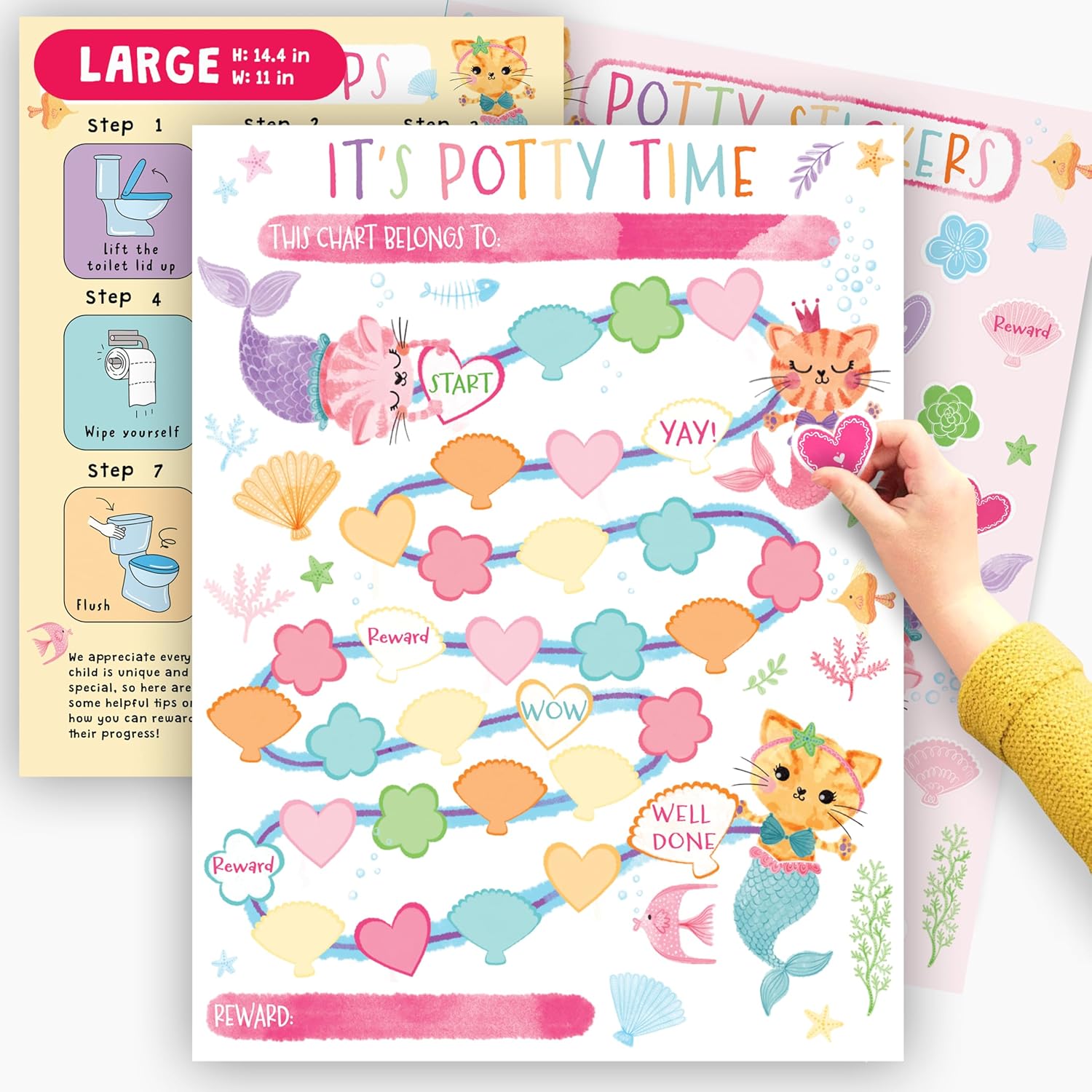 Amazon.com: Potty Chart for Girls with Stickers - Reward Chart Cat ...