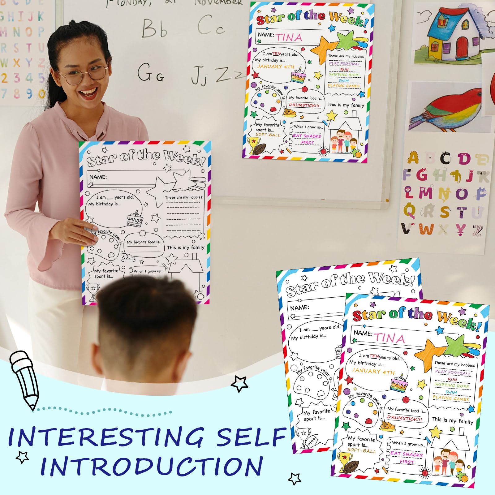 Snapklik.com : 40 Pcs Star Of The Week Student Posters 17" X 22" Star ...