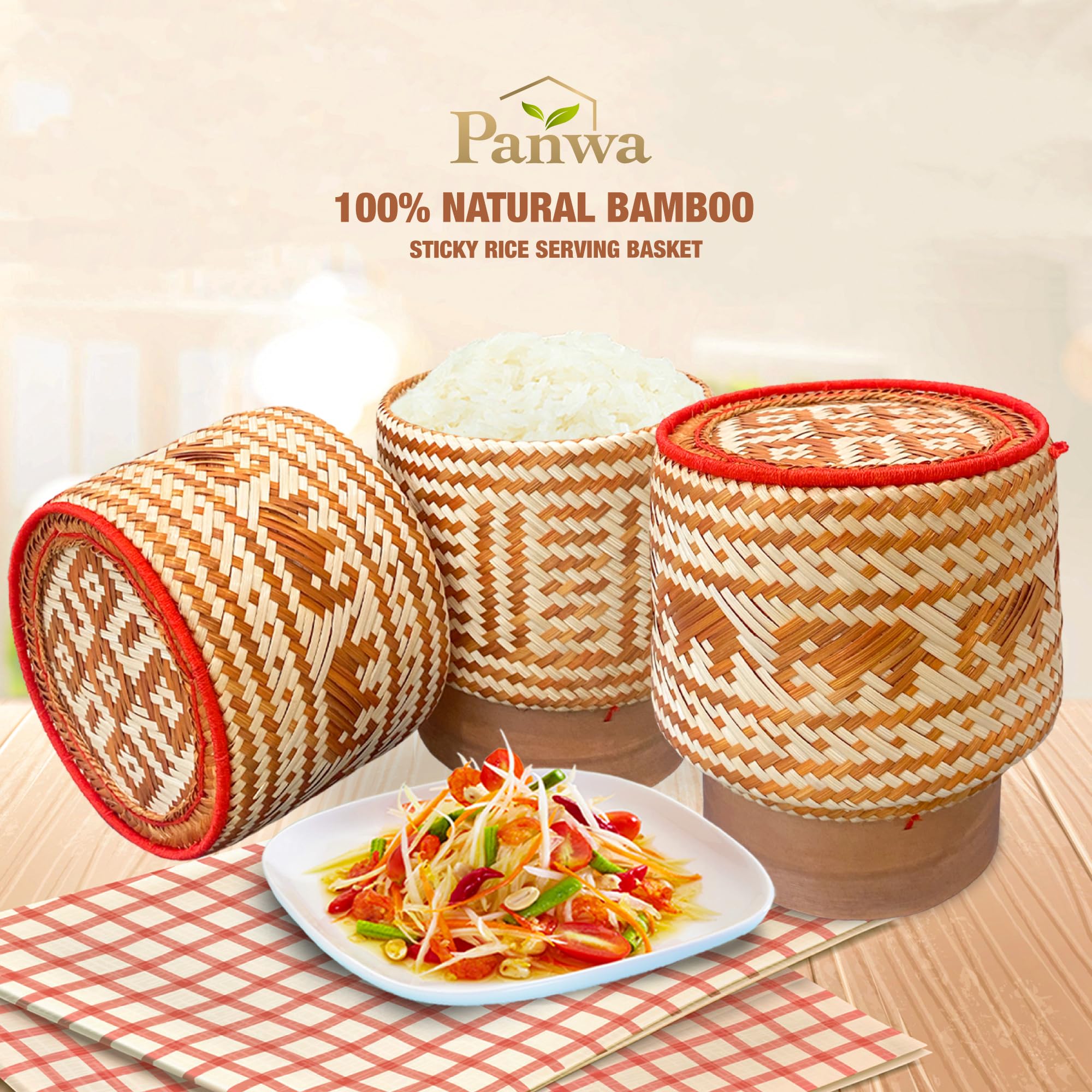 Snapklik.com : PANWA Bamboo Sticky Rice Serving Basket Thai Kratip ...