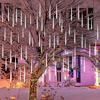 Joiedomi 3 Pack 540 LED Meteor Shower Rain Lights 10 Tubes 50cm White ...