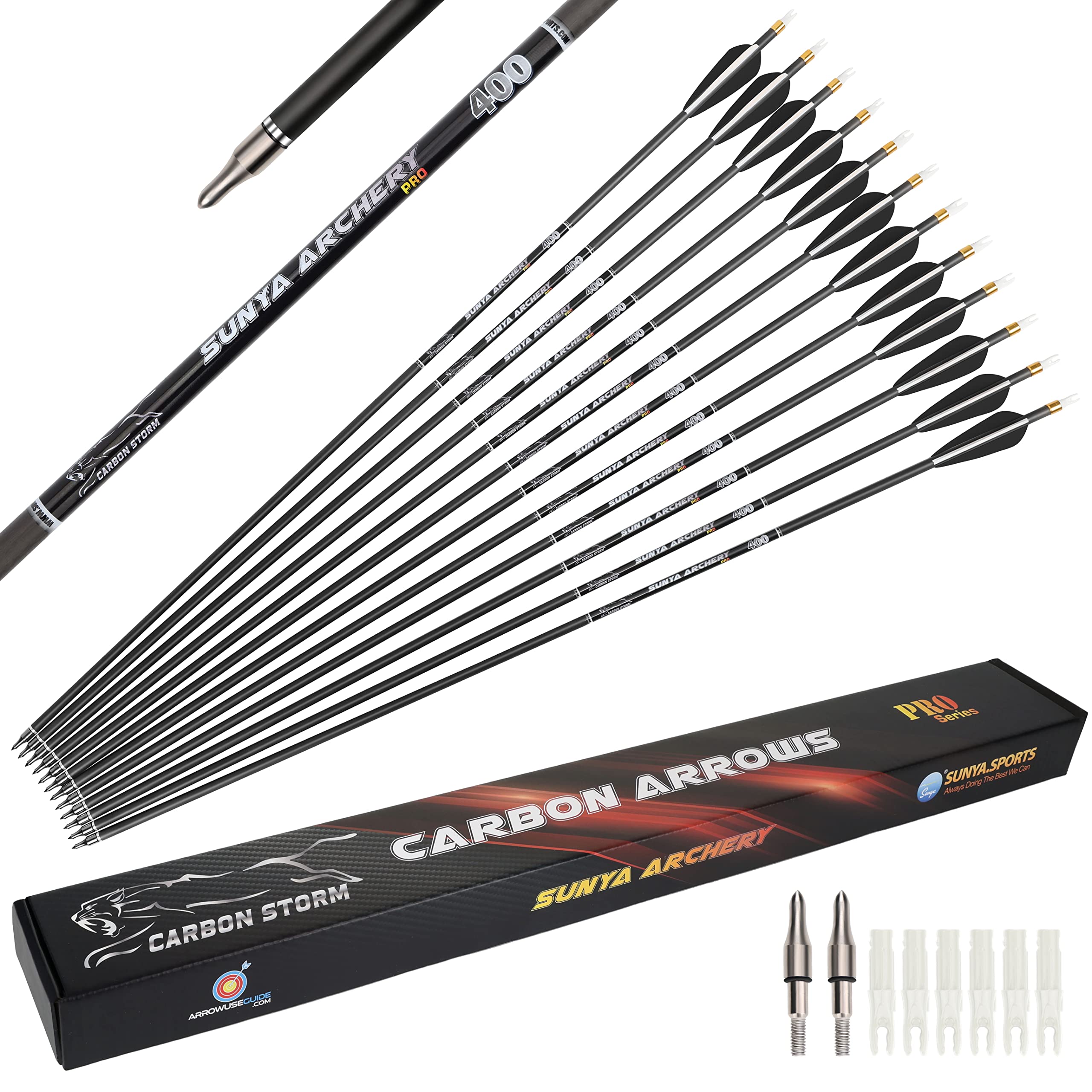 Snapklik.com : SUNYA Archery Compound Bow Arrows 12pcs Set 30" Carbon ...
