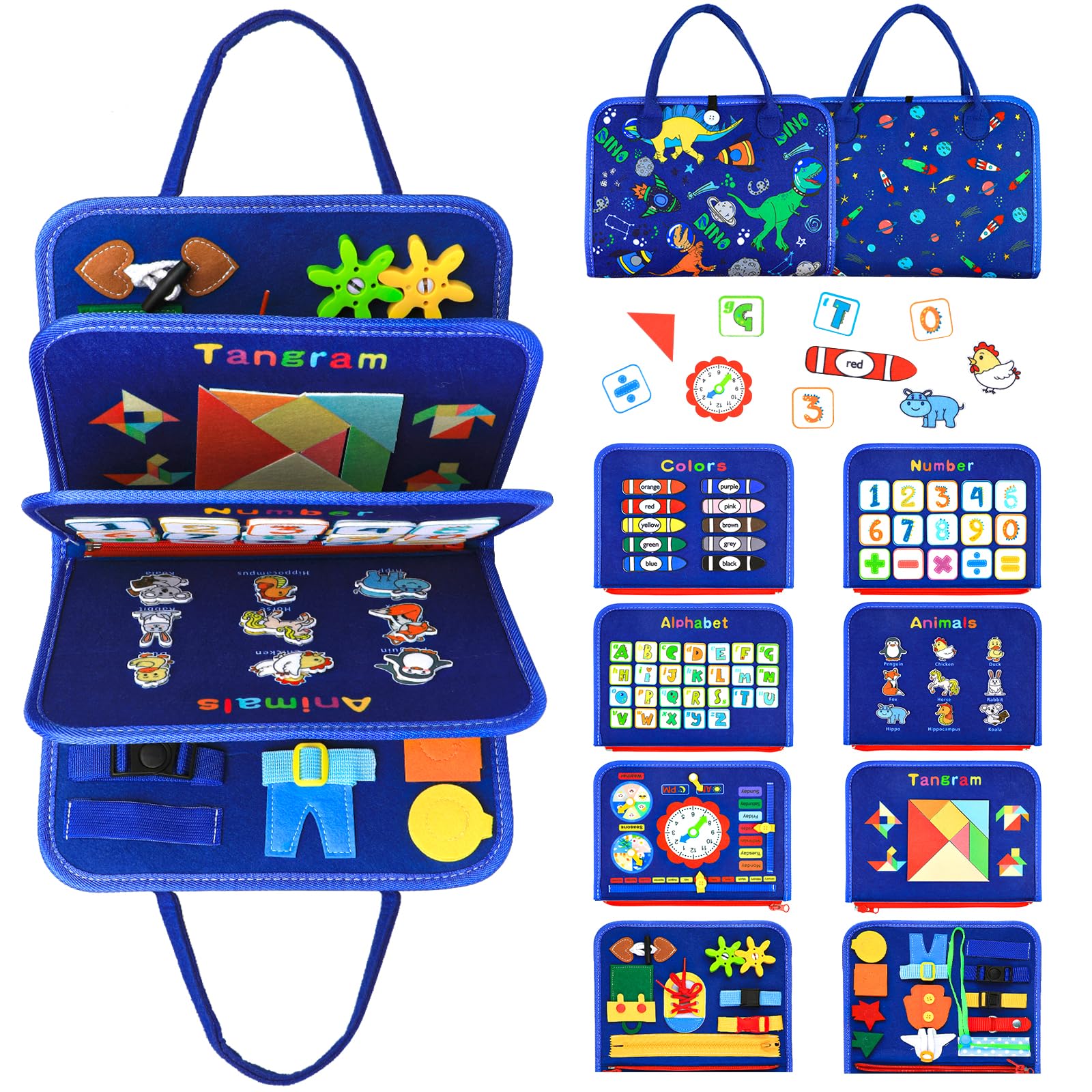 Amazon.com: RONSTONE Busy Board Book,8 in 1Toddler Montessori Toys for ...